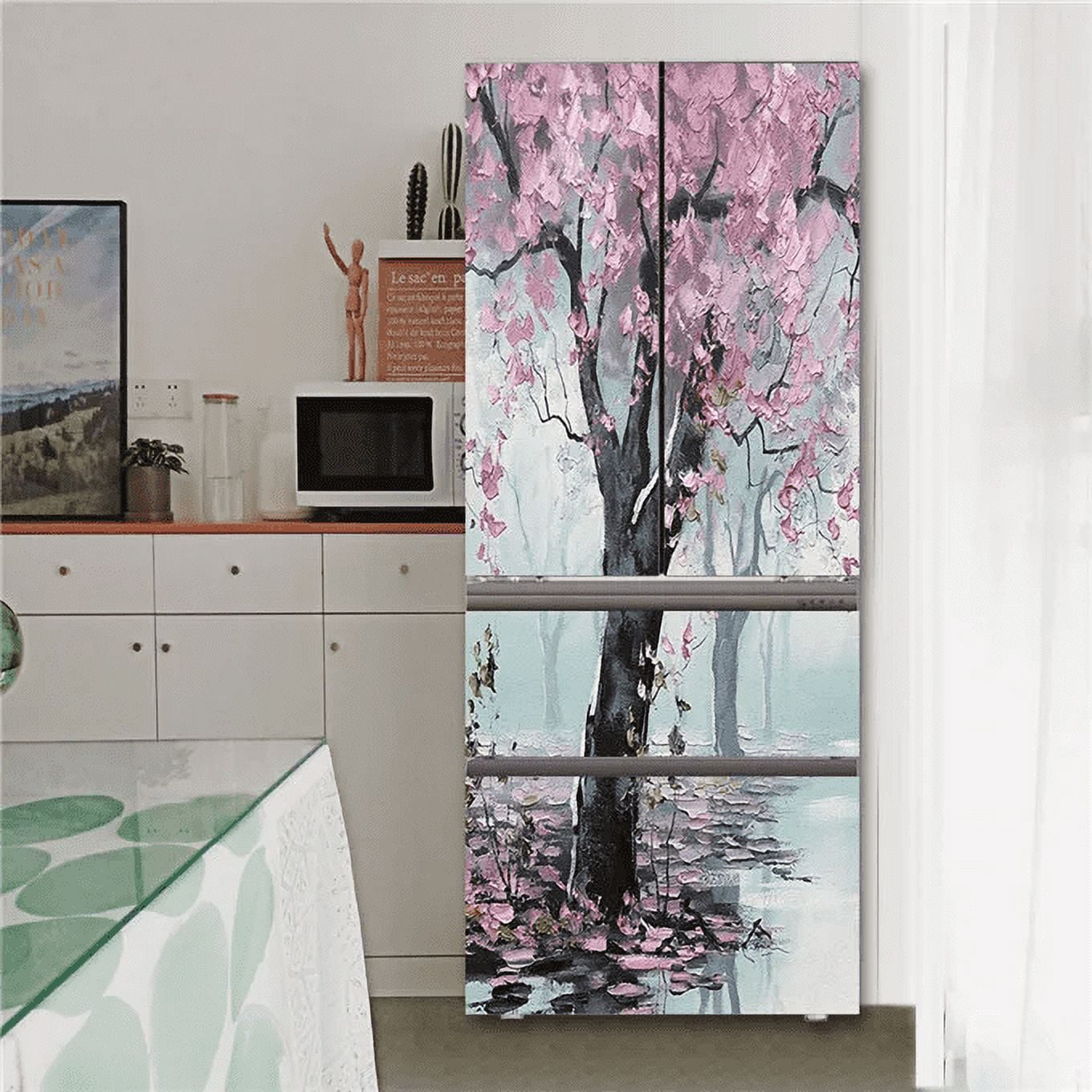 Home Kitchen Design Decoration Floral Mural Refrigerator Sticker PVC ...