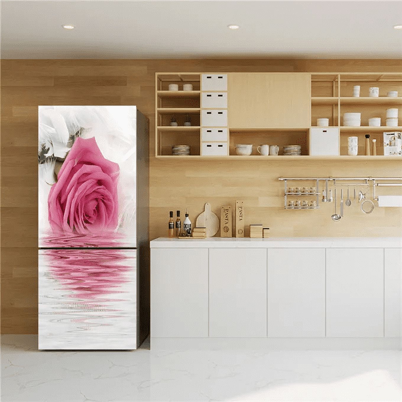 Home Kitchen Design ration Floral Mural Refrigerator Sticker PVC ...