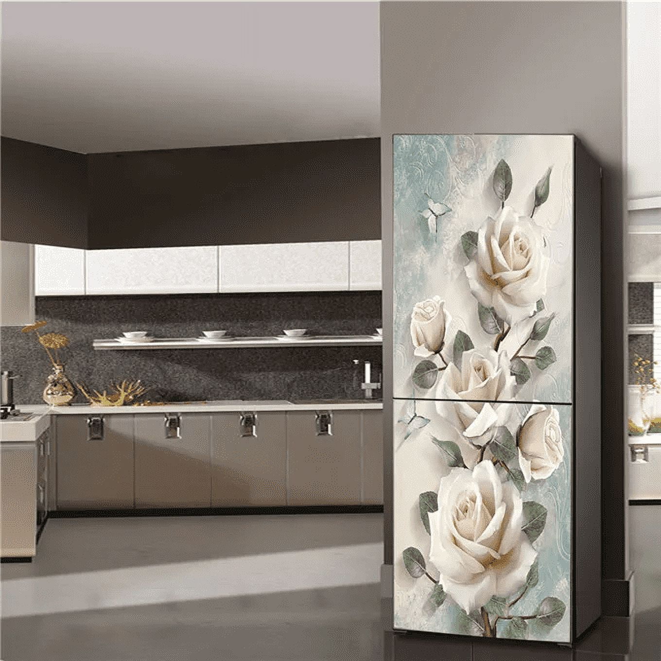 Home Kitchen Design ration Floral Mural Refrigerator Sticker PVC ...