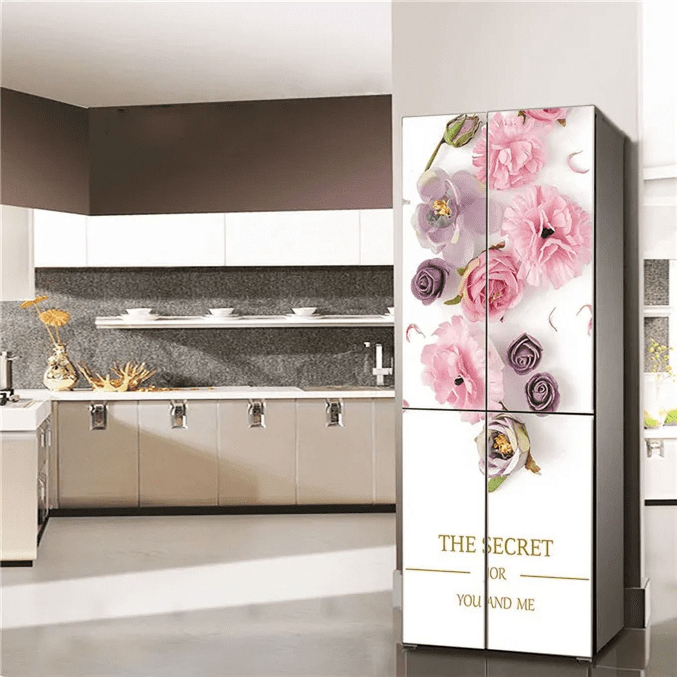Home Kitchen Design ration Floral Mural Refrigerator Sticker PVC ...