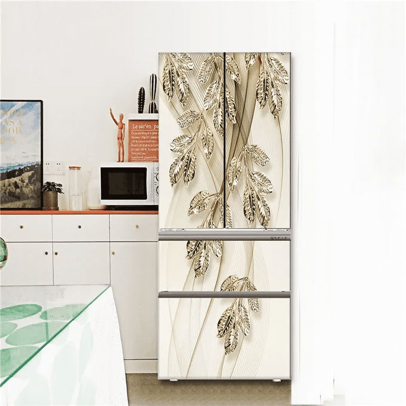 Home Kitchen Design ration Floral Mural Refrigerator Sticker PVC ...