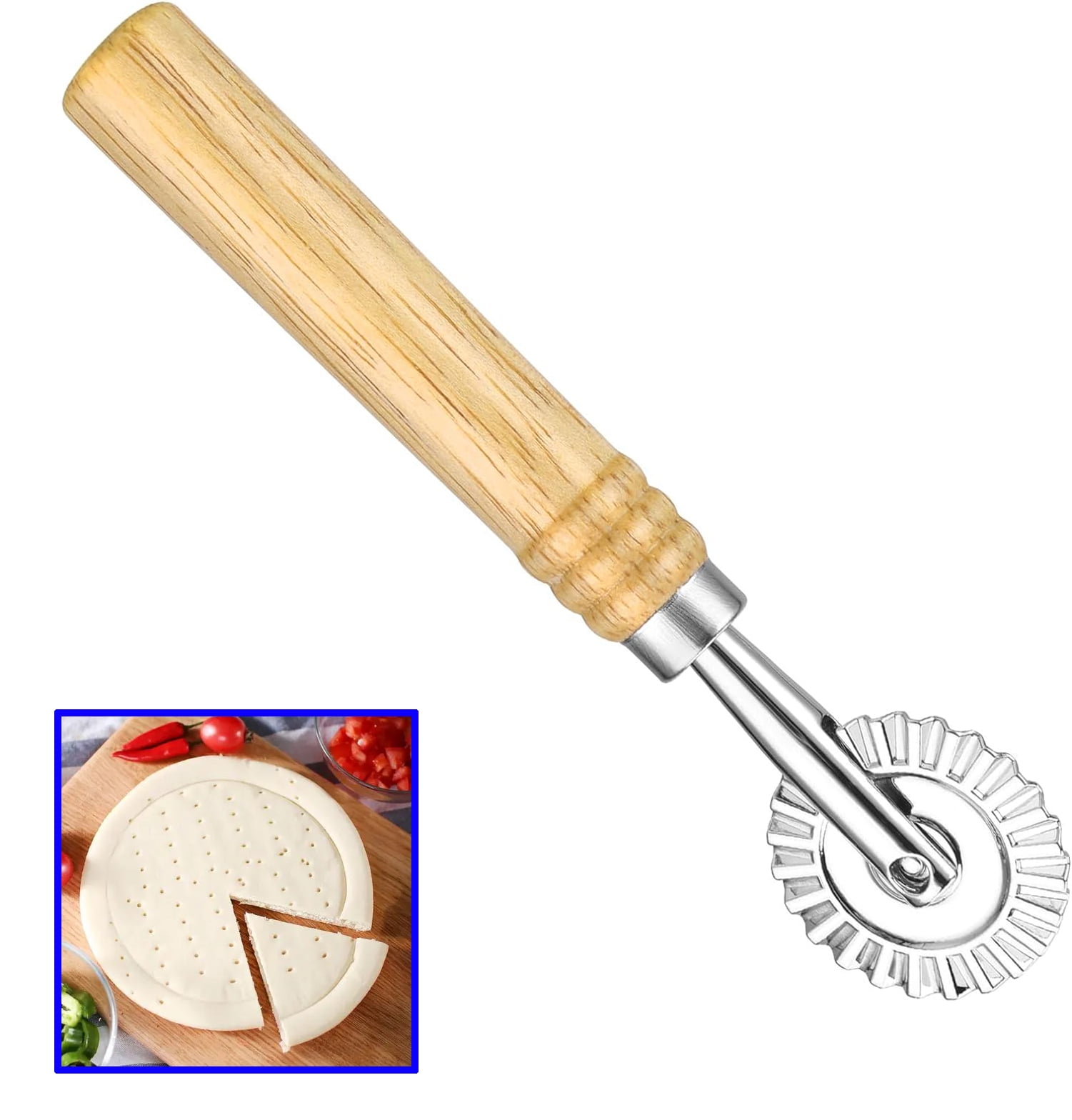Home Kitchen Essential: Pastry Cutter Wheel with Fluted Ravioli Crimper ...