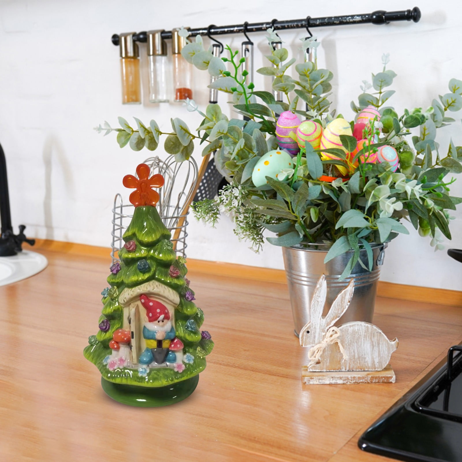 Home & Kitchen Gadgets Vintage Ceramic Garden Lighted Tree Desk Décor LED Illuminated Desktop ...