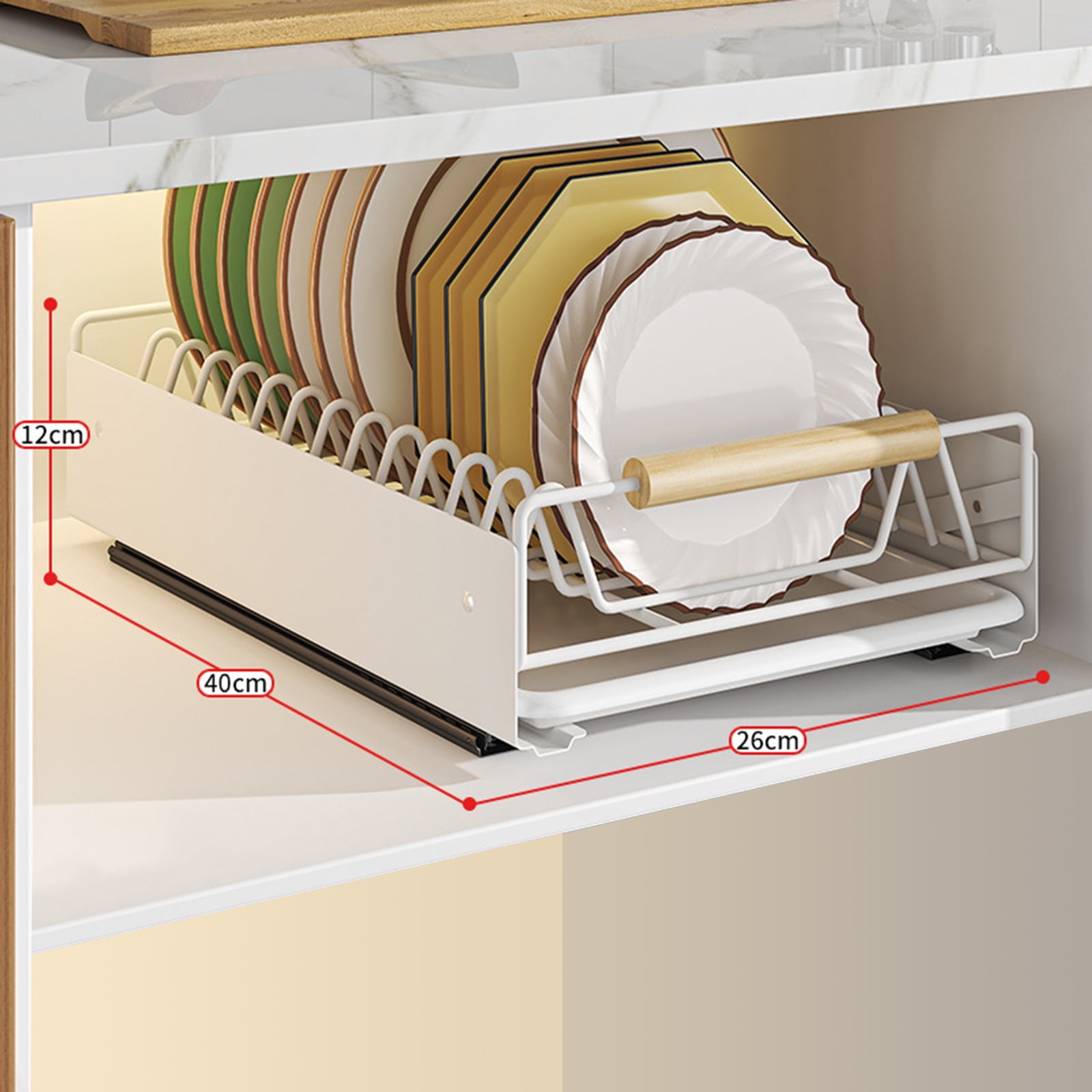 Home Kitchen Pull Out Cabinet Dish Rack, Slide Out Dish Drying Rack ...