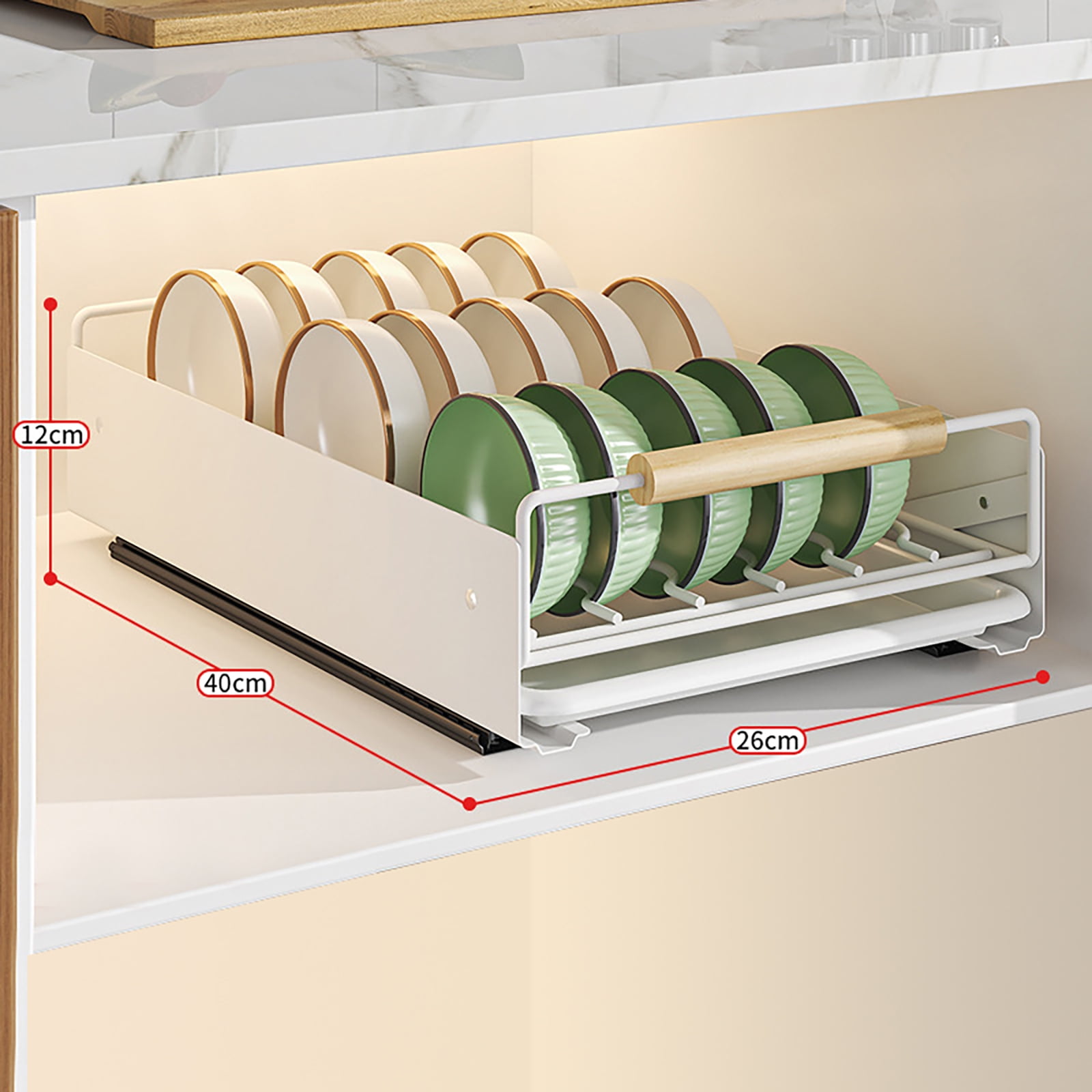 Home Kitchen Pull Out Cabinet Dish Rack, Slide Out Dish Drying Rack ...