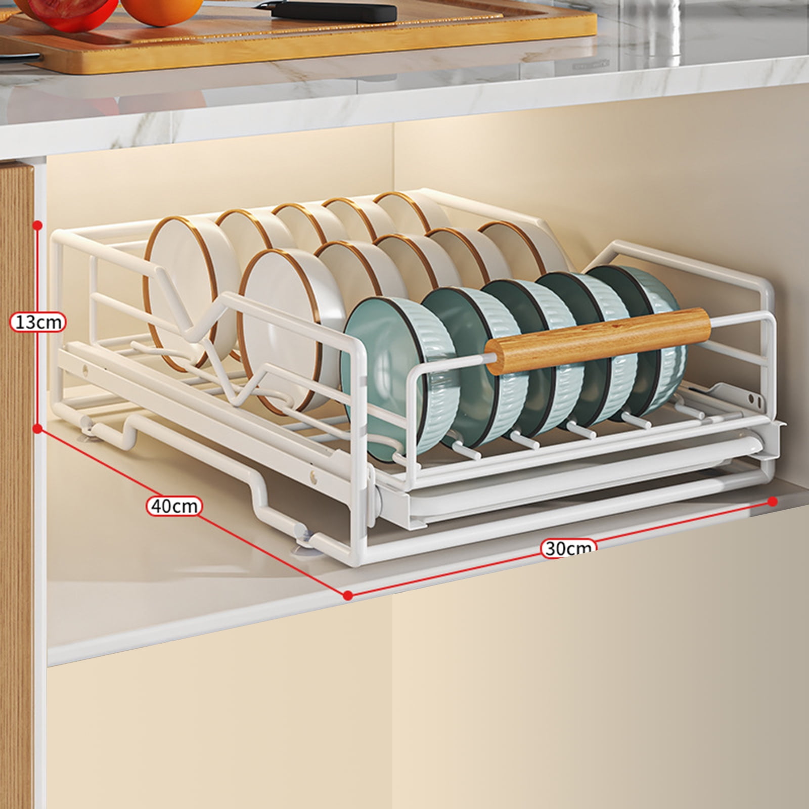 Home Kitchen Pull Out Cabinet Dish Rack, Slide Out Dish Drying Rack ...