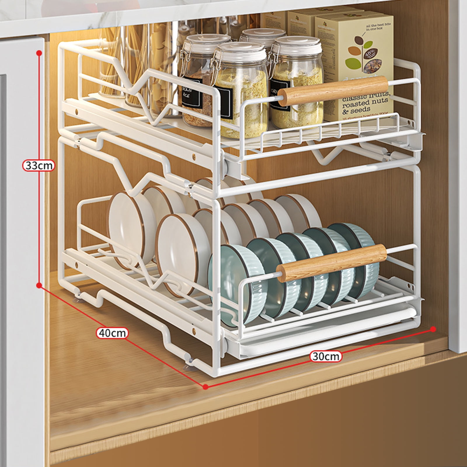 Home Kitchen Pull Out Cabinet Dish Rack, Slide Out Dish Drying Rack ...