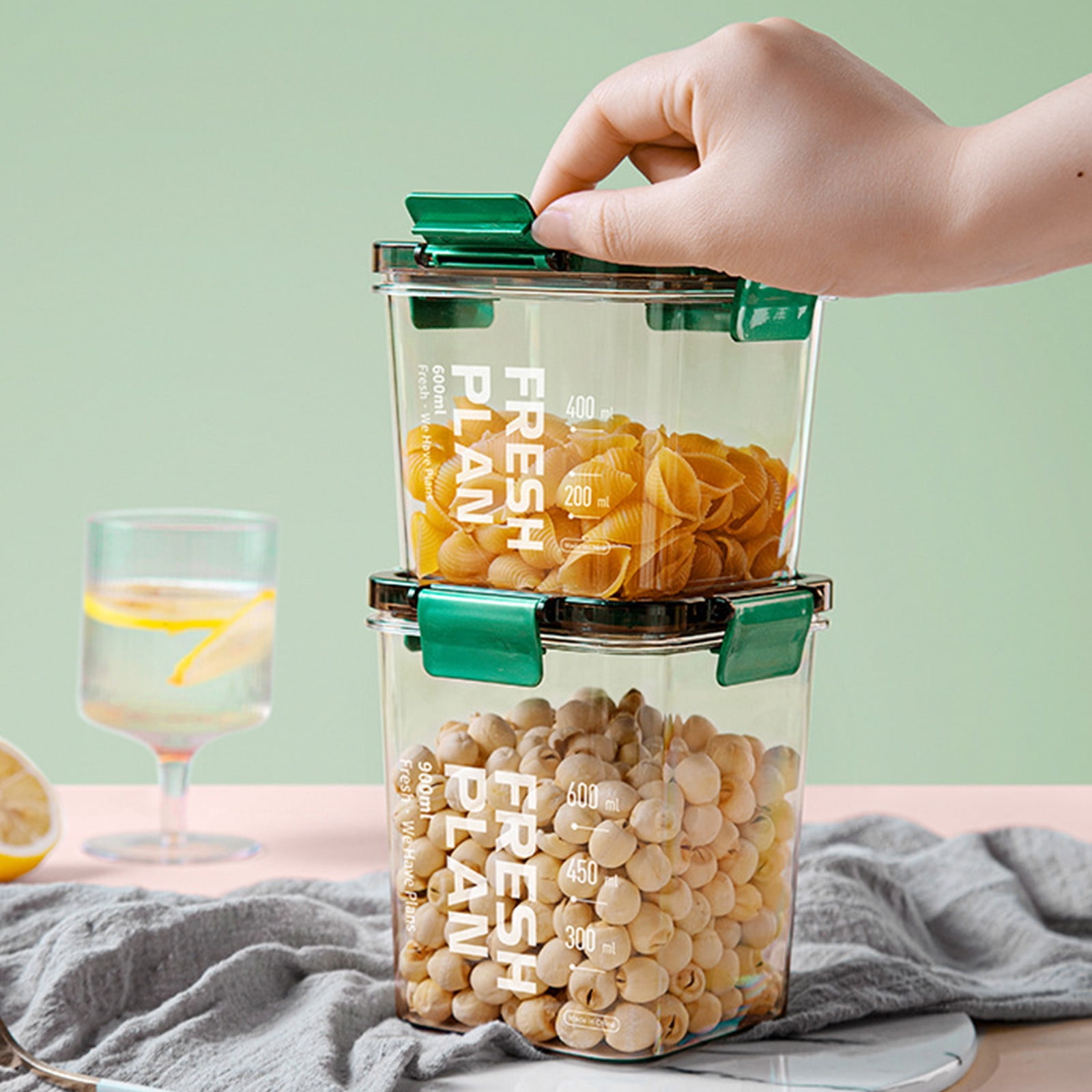 WJSXC Airtight Cereal Storage Container with Lids, Clear Airtight ...