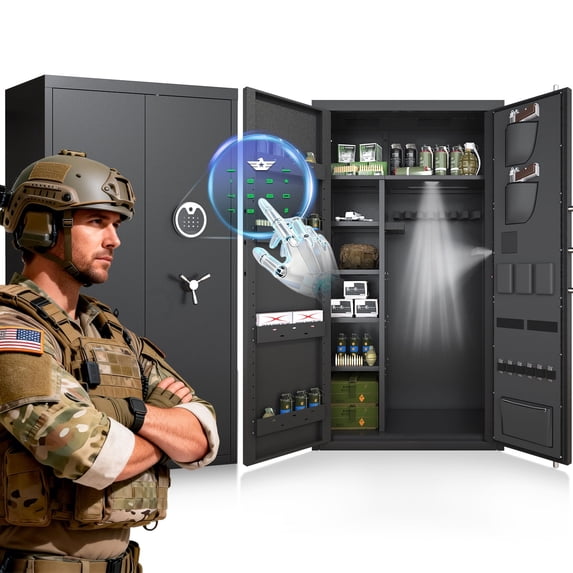 Home Large Gun Cabinet, Digital Backlit Keypad, 3 Opening Methods, Dual ...