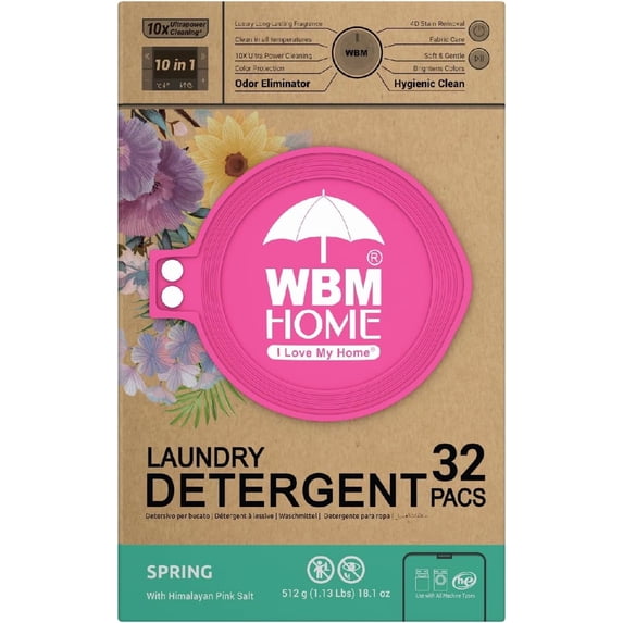 Home Laundry Detergent Pods, Spring Fragrance Scent, 32 Count - HE ...