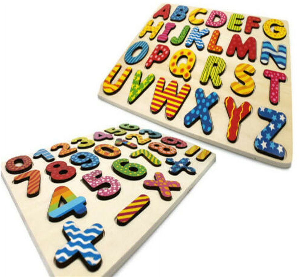 Home Learning Wood Alphabet and Number Puzzle For Kids Toddlers Pre ...