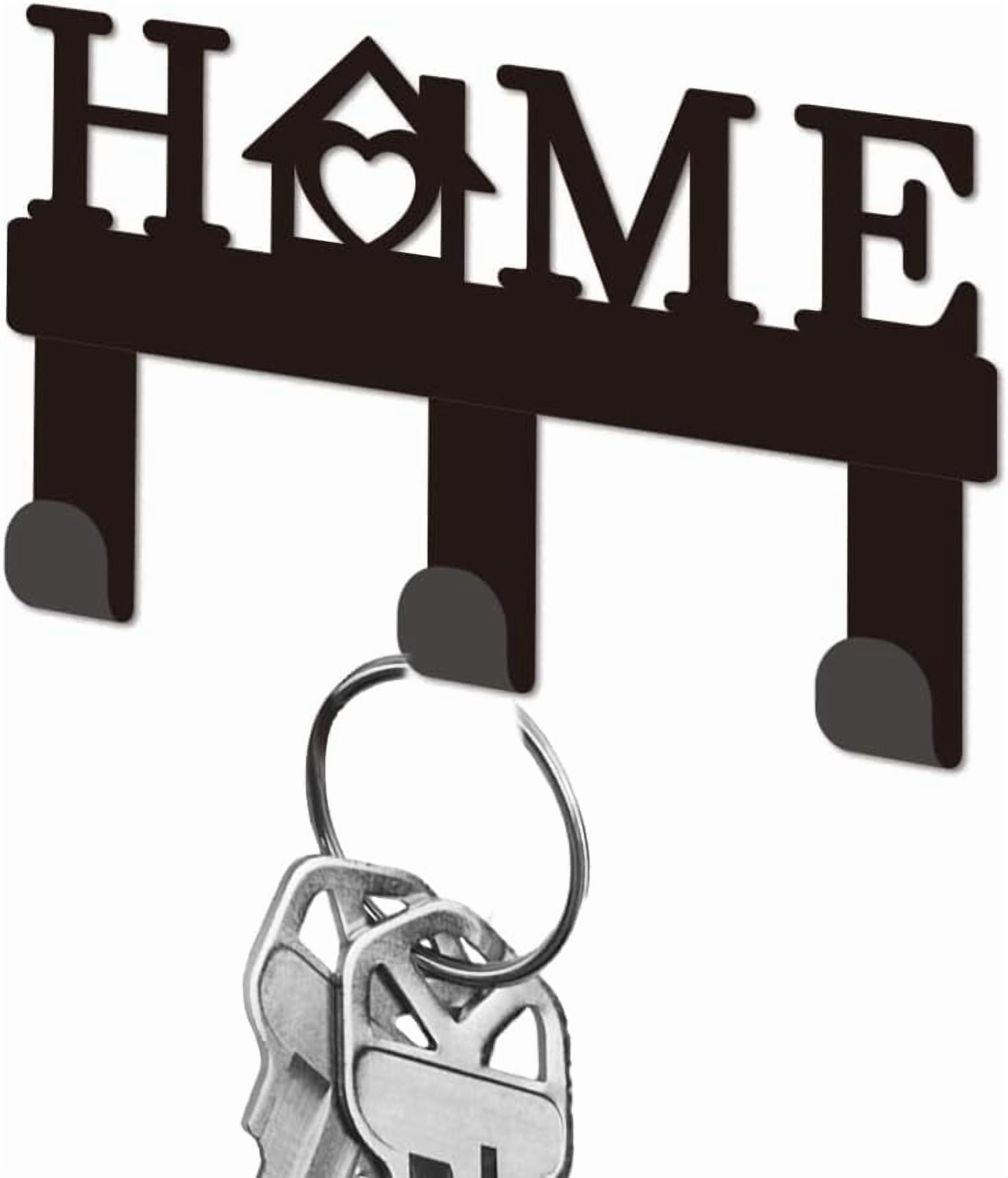 "Home Letters Key Holder Wall Mini Black Iron Keychain Hooks Wall ...