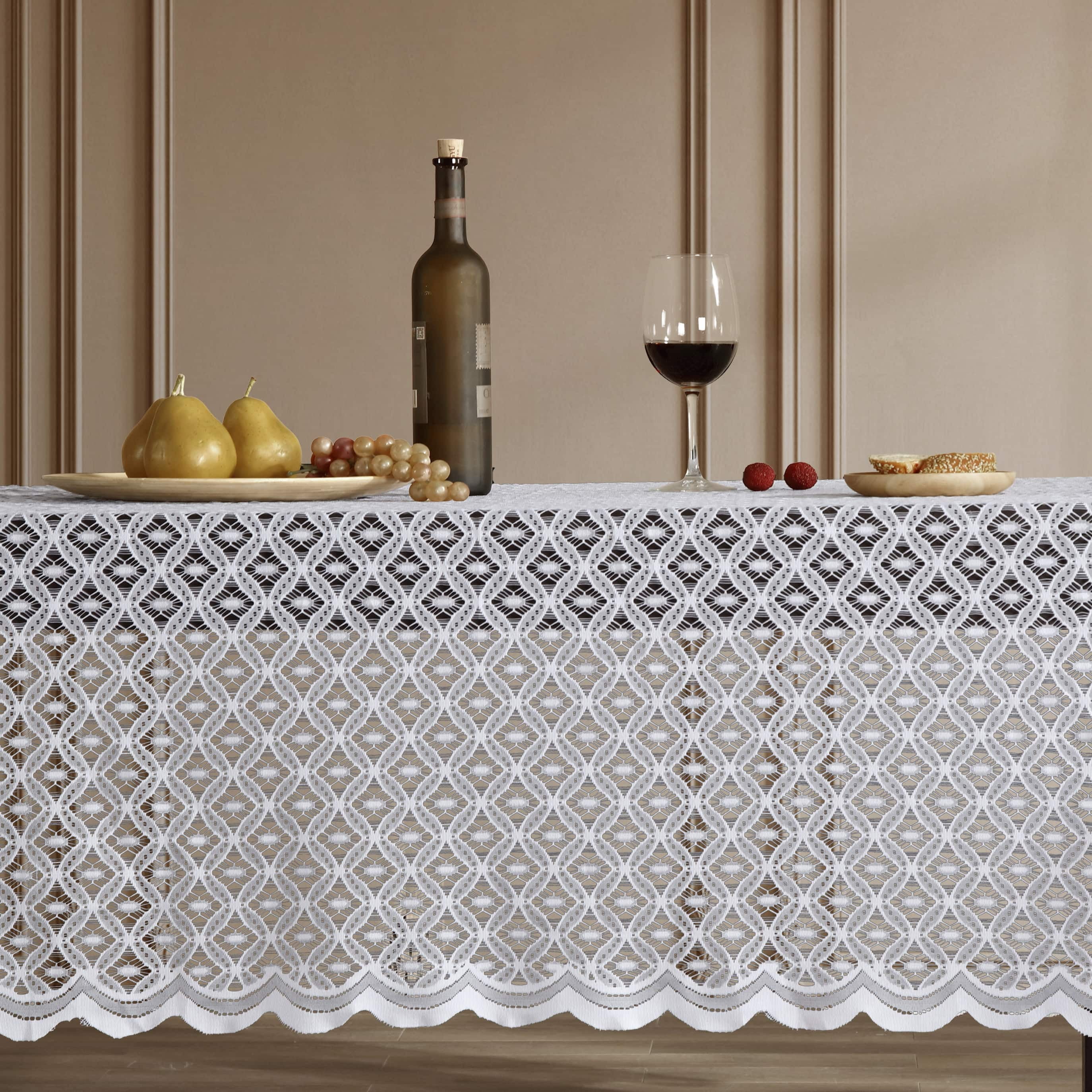 Home & Linens Alona Lace Fabric Tablecloth for Rectangle & Round Tables ...
