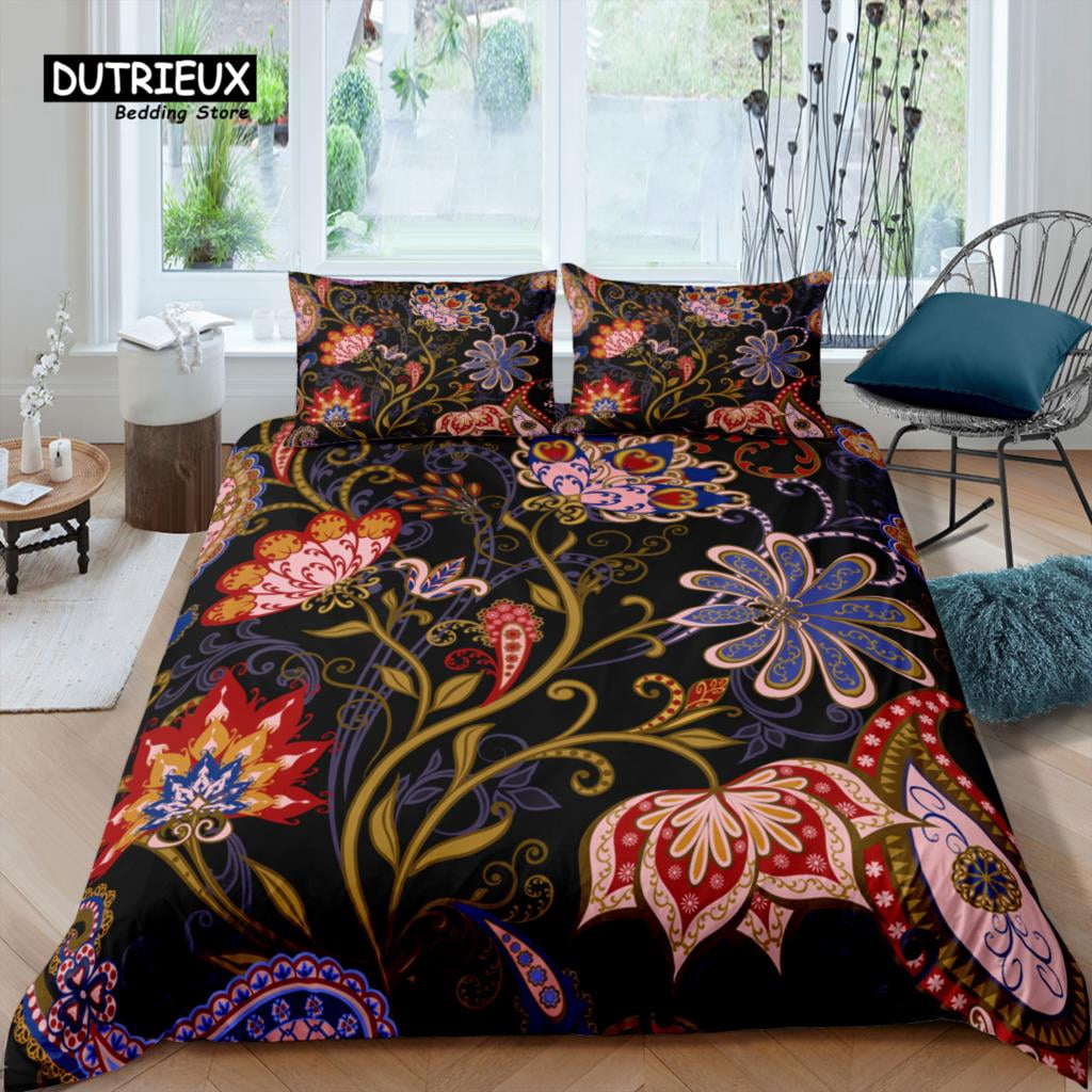 Home Living Luxury 3D Gold Paisley Bedding Set Flower Duvet Cover ...