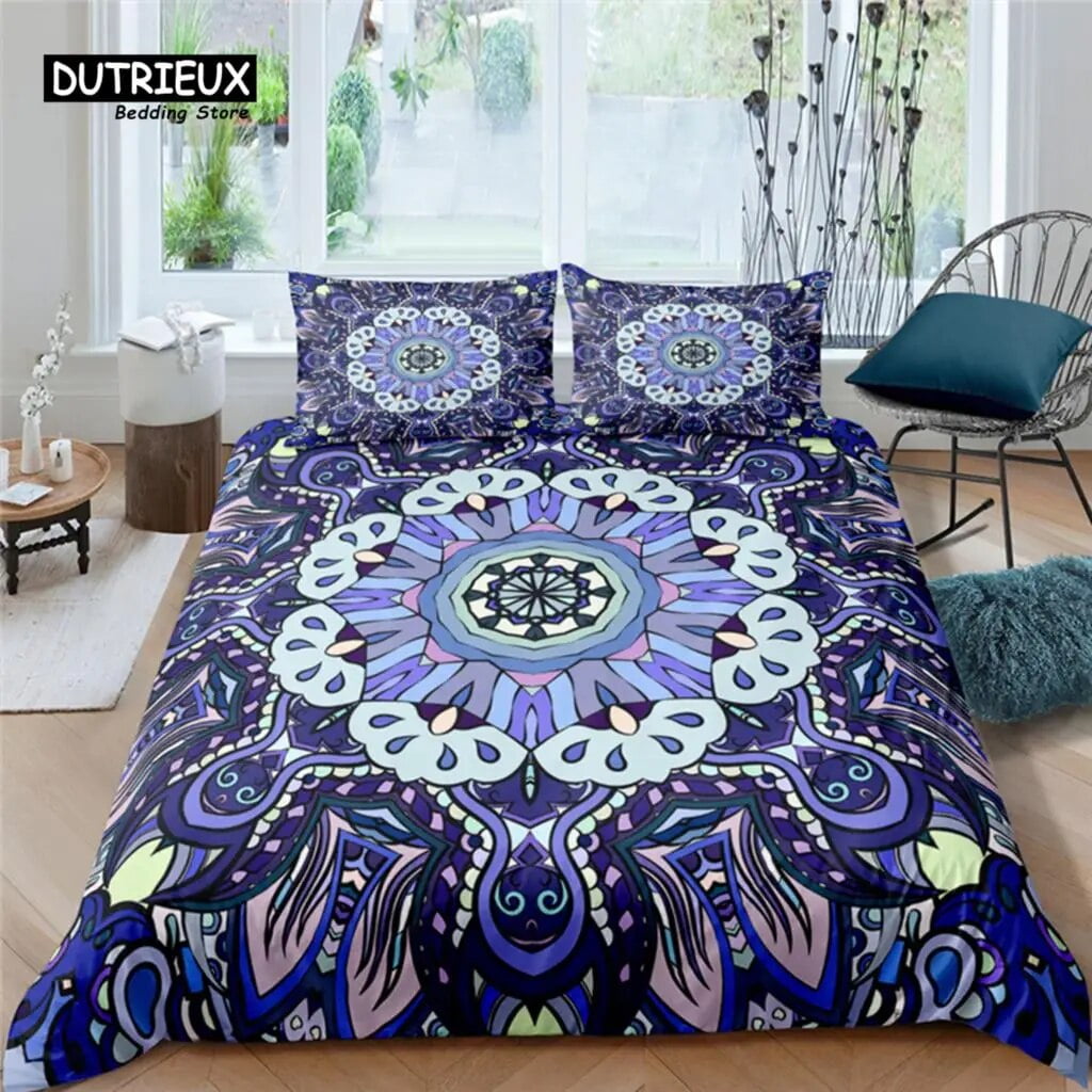 Home Living Luxury Gold Mandala Print 2 3pcs Duvet Cover Set Pillowcase