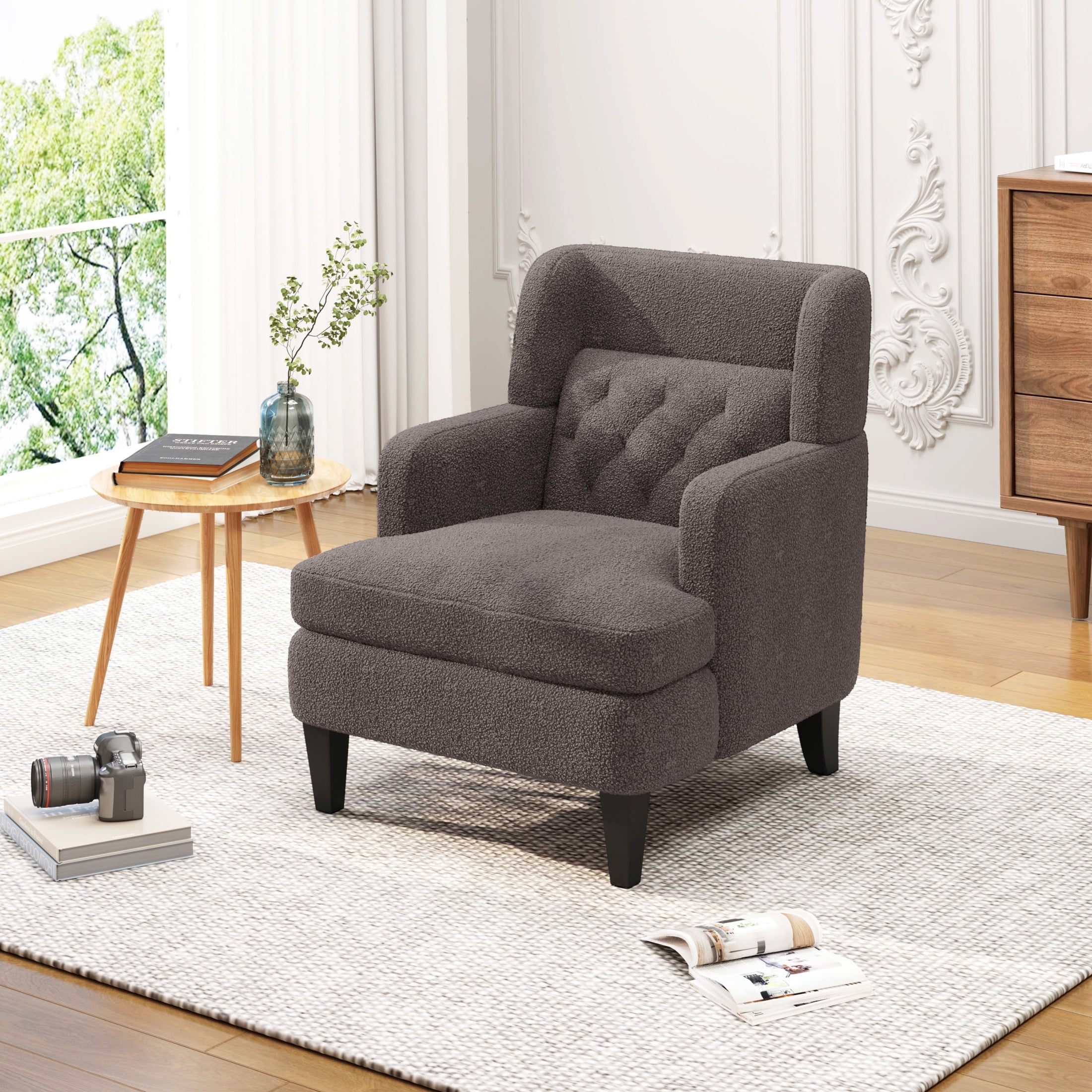 GDF Studio Luxurious Teddy Fleece Accent Chair, Russet Brown - Walmart.com