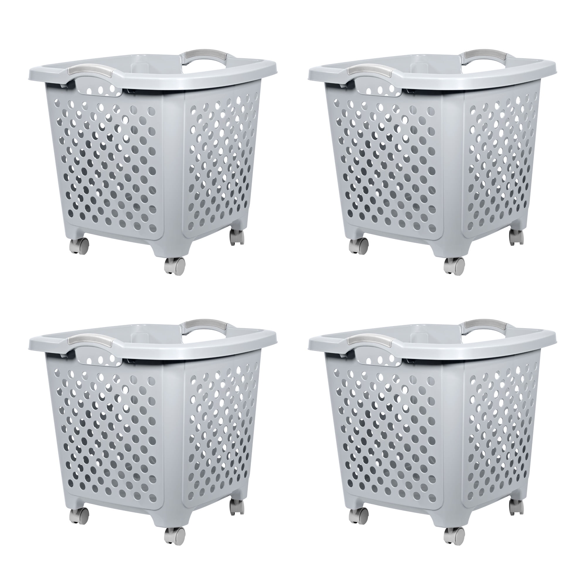 Home Logic 1.75-Bu Rolling Plastic Laundry Basket, Gray (Set of 4) - Walmart.com