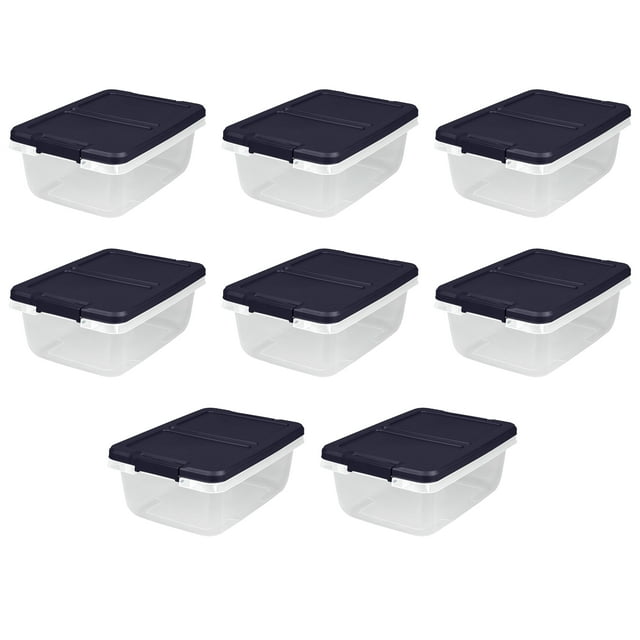 Home Logic 15 Quart Clear Plastic Containers with Blue Lid, See-thru ...