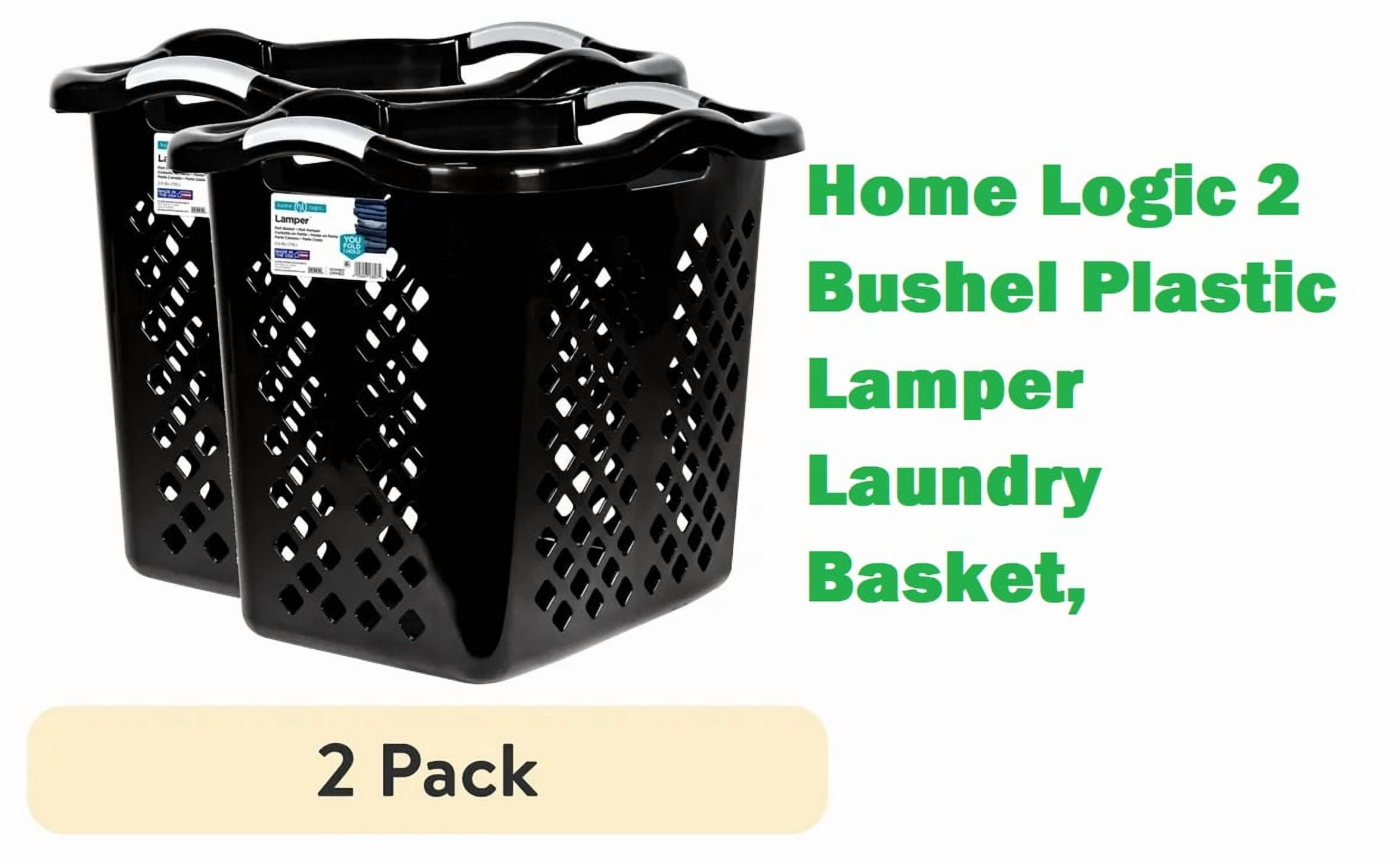 Home Logic 2 Bushel Lamper Plastic Laundry Baskets with Silver Handles ...