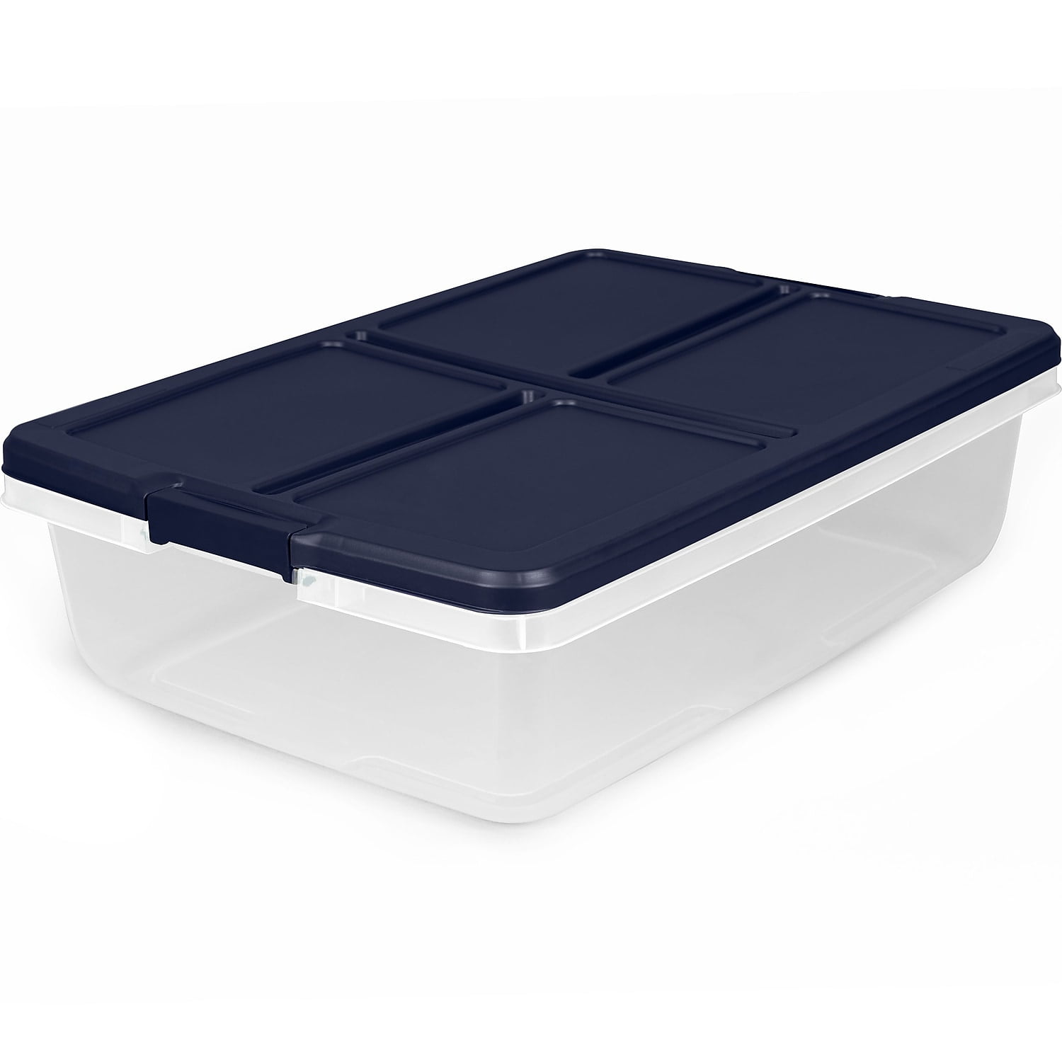 Home Logic 34 Quart Clear/White Plastic Storage Tote with Latch Lid ...