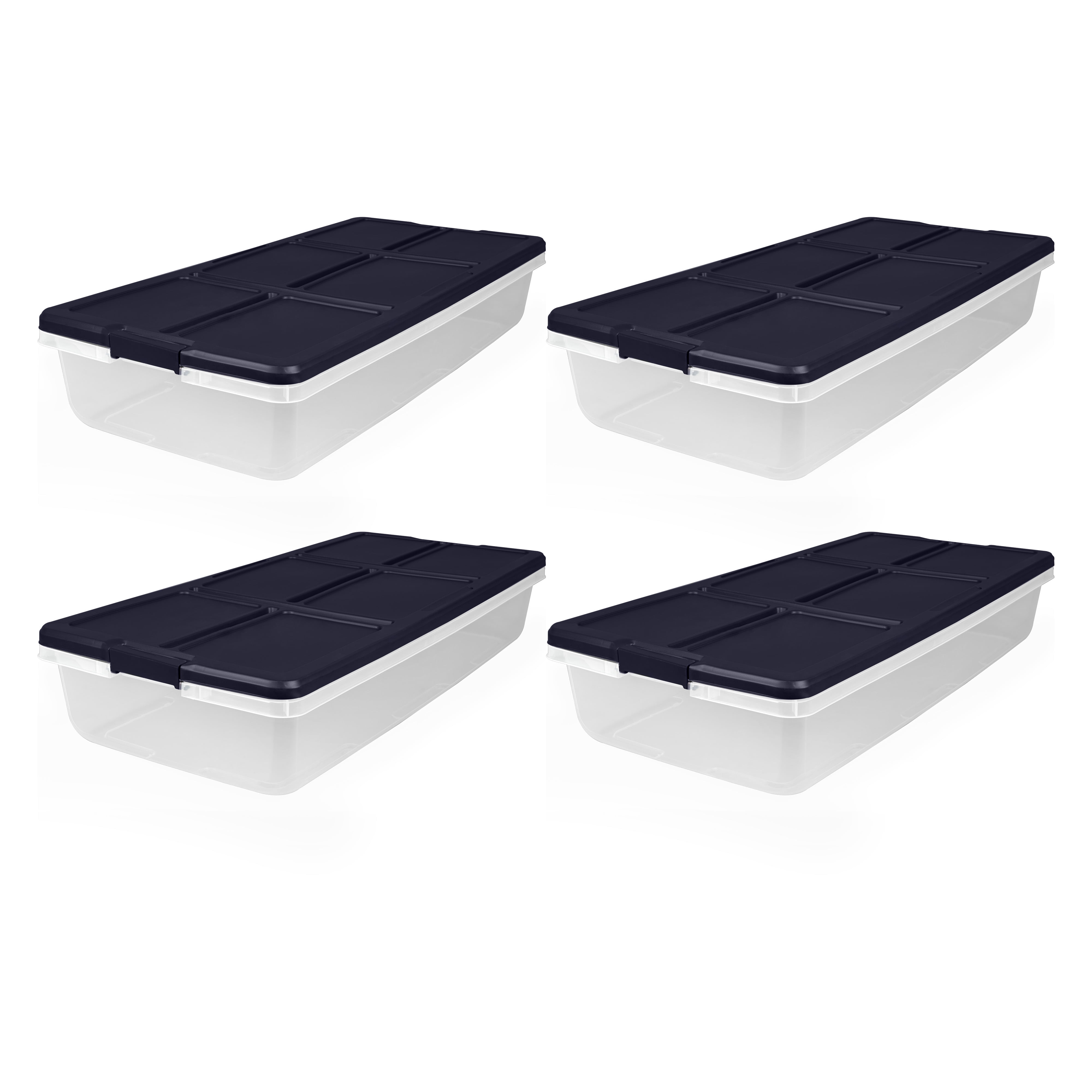 Home Logic 52 Quart Clear Underbed Plastic Storage with Latching Lid ...