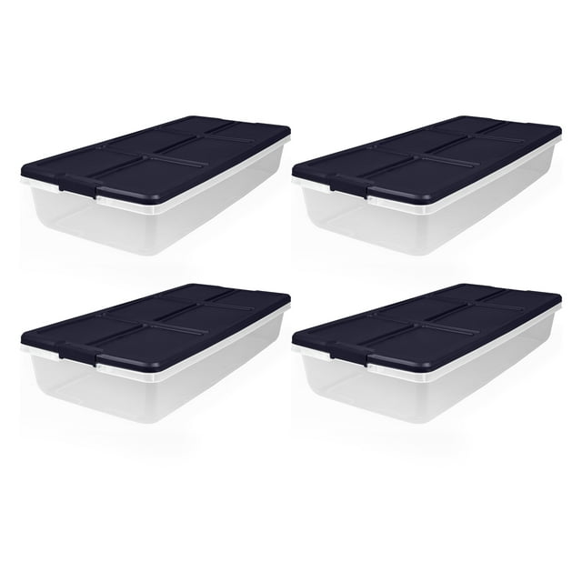 Home Logic 52 Quart Clear Underbed Plastic Storage with Latching Lid ...