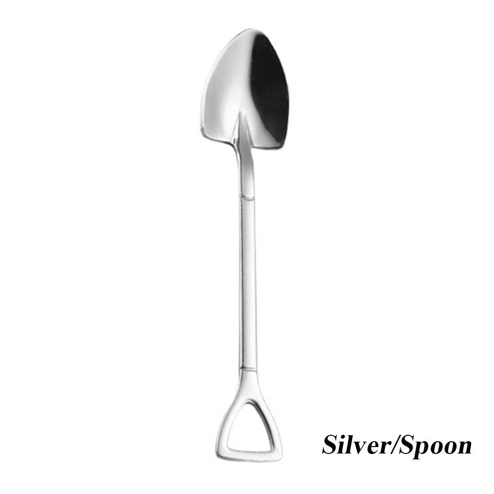 Home Long Handle Kitchen Shovel Shape Spoon Fork Ice Cream Stainless ...
