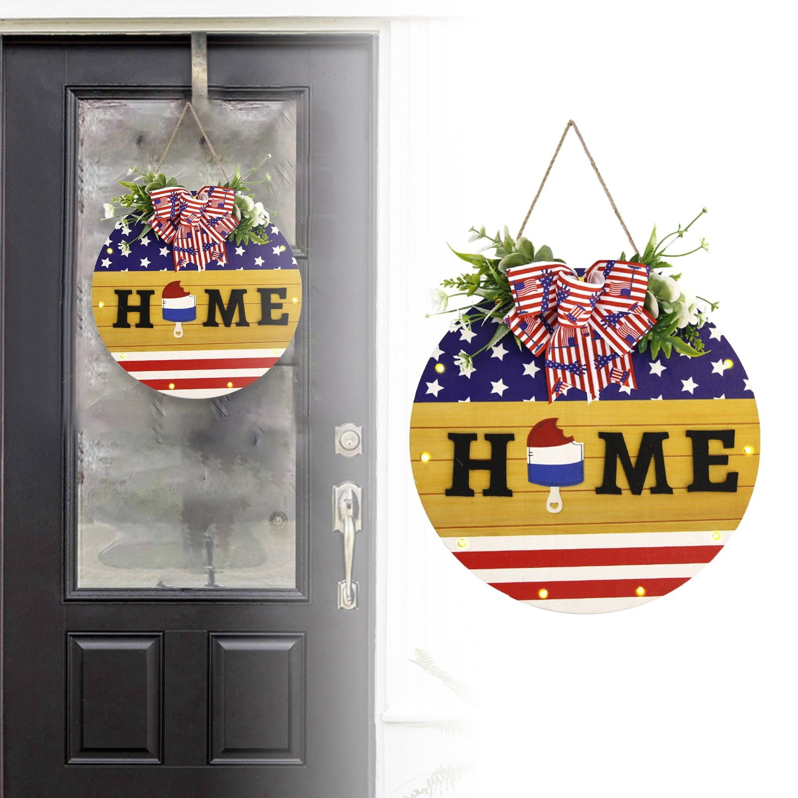 Home&MaMa-Independence Day Wooden Welcome Door Sign Holiday Home Decor ...