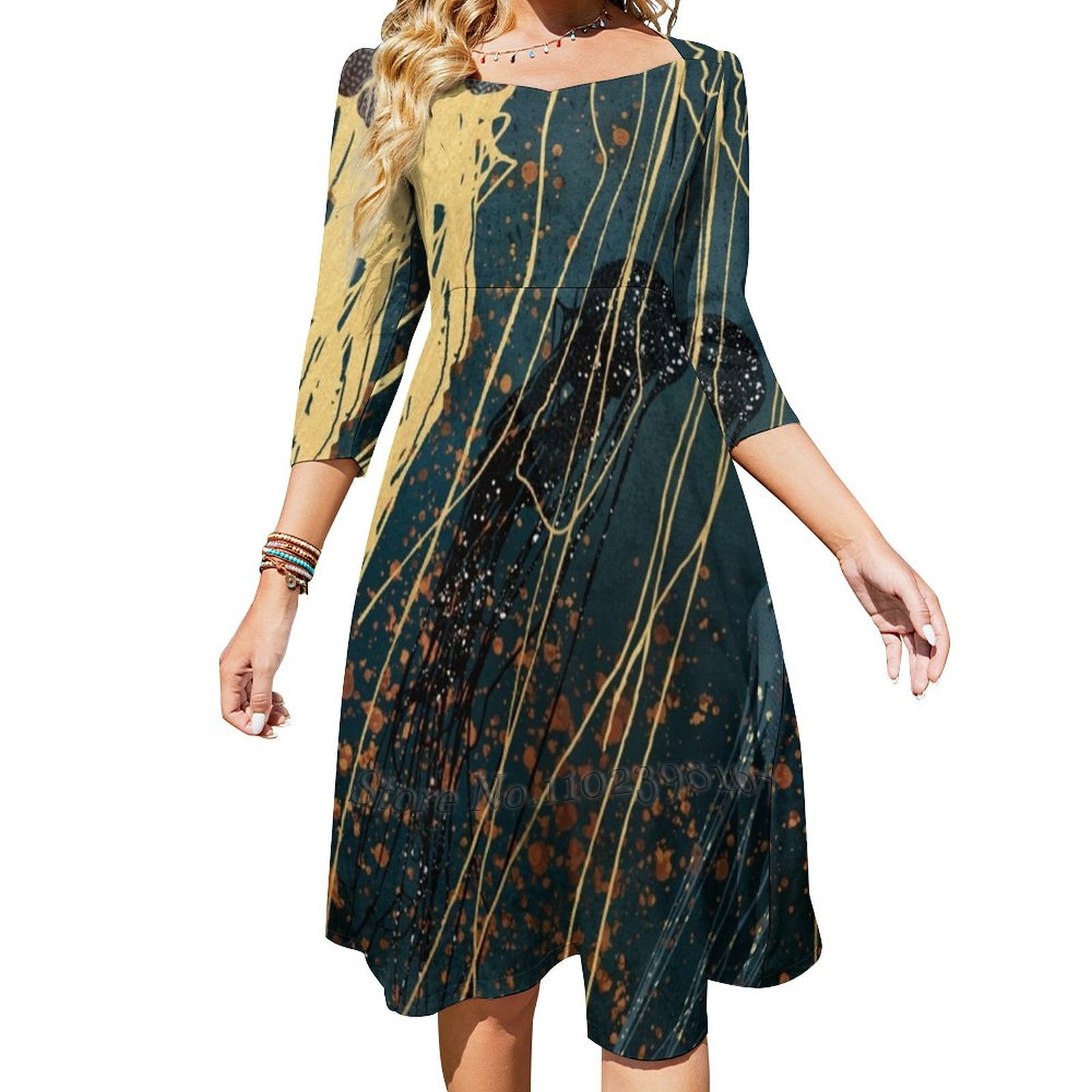 Home Made Tattoos Rule Back Lacing Backless Dress Square Neck Dress New ...