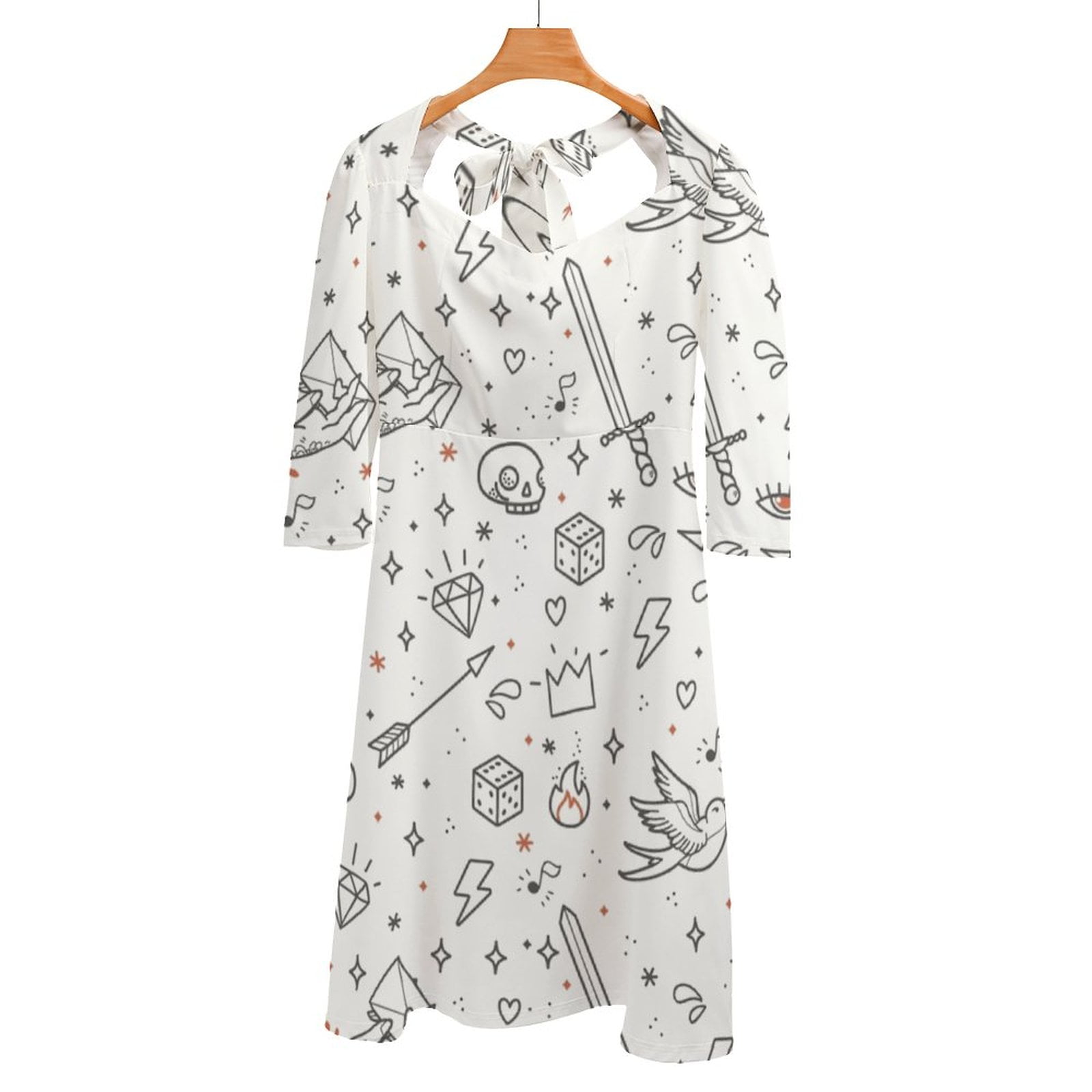 Home Made Tattoos Rule Back Lacing Backless Dress Square Neck Dress New ...