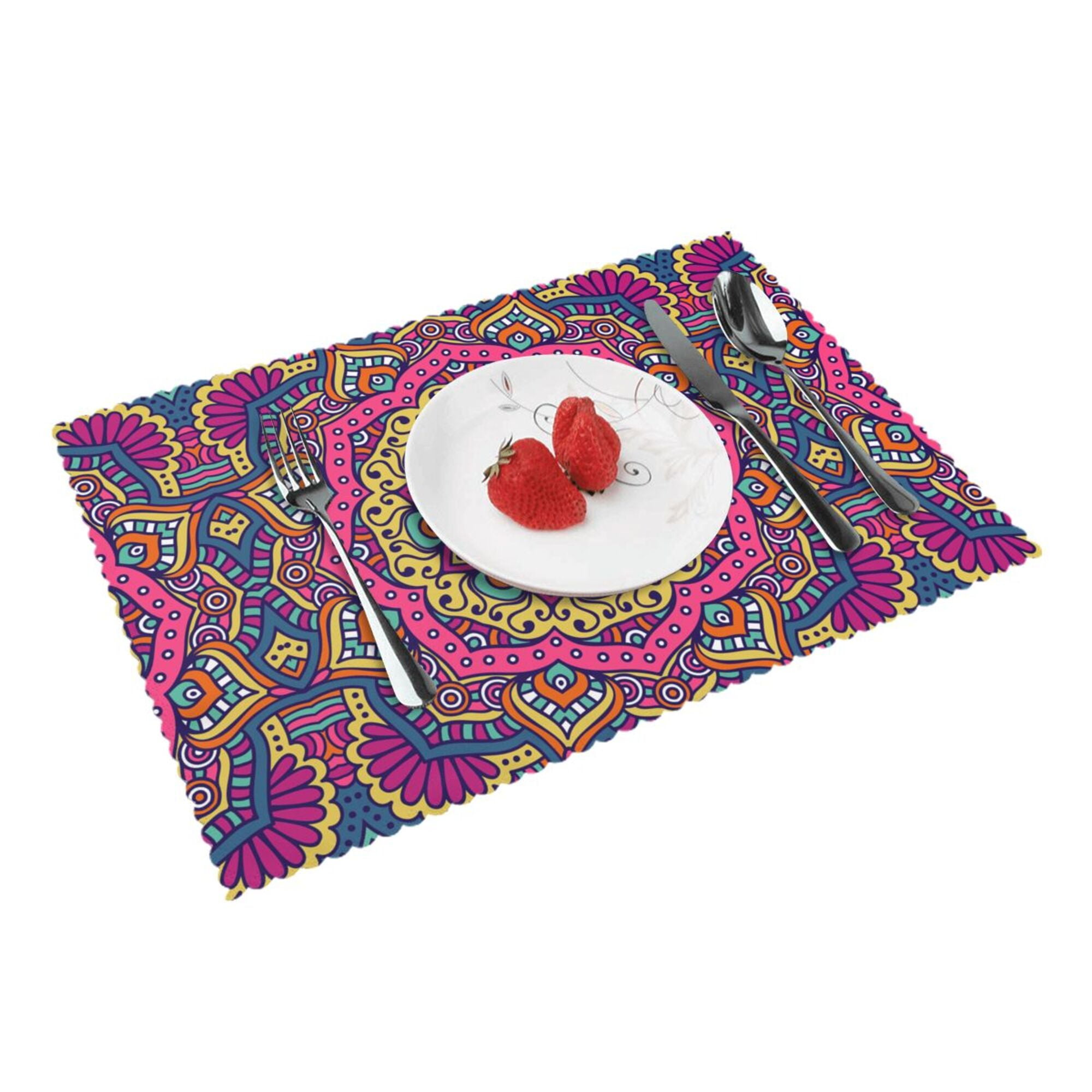 Home Mandala Pattern Placemats Set Of 4 Washable Wipeable Place Mats ...