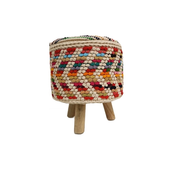 Home&Manor Lyon Cotton Round Stool - Walmart.com