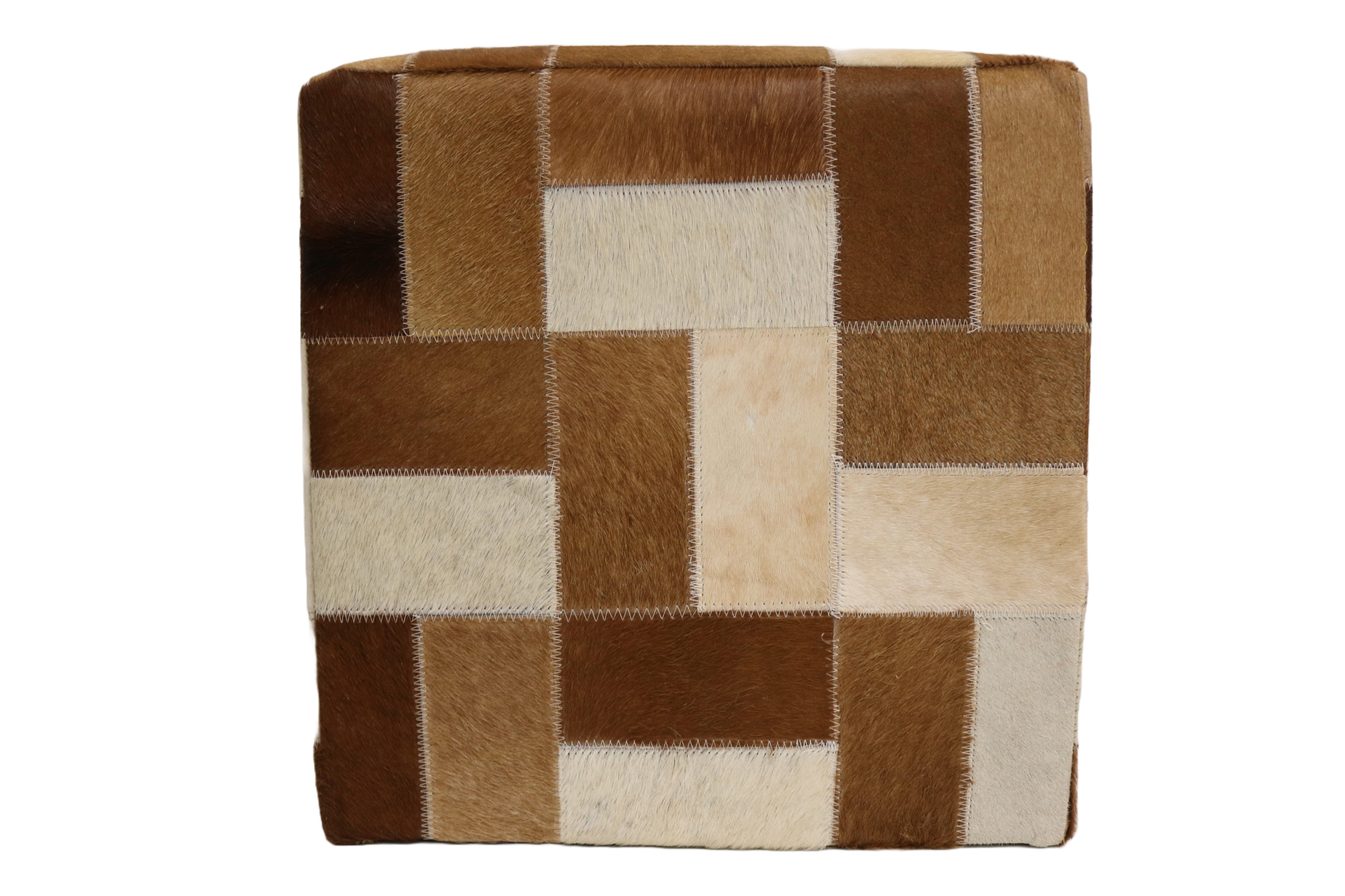 Home&Manor Vigo 16" Cowhide Leather Cube Pouf - Walmart.com
