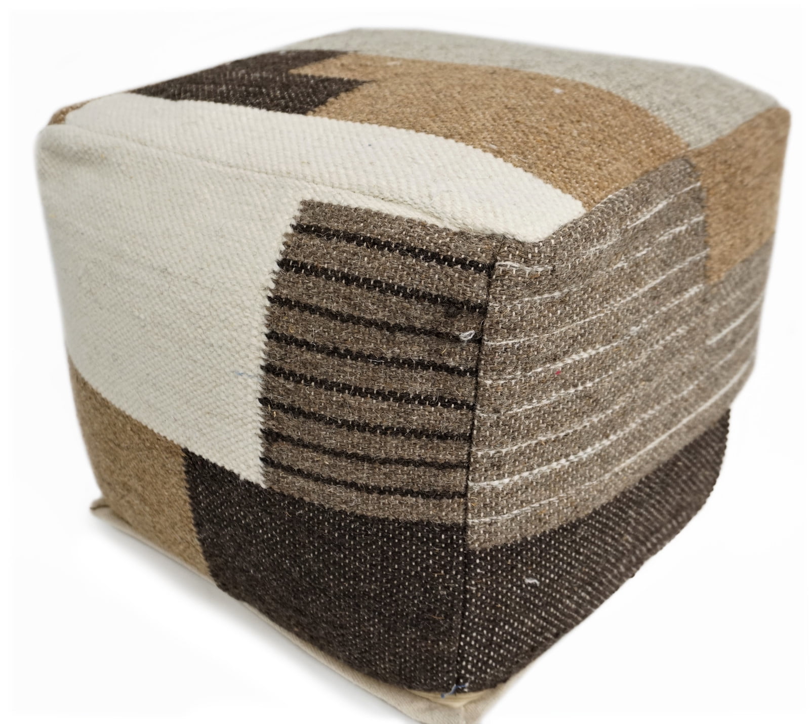 Home&Manor Wool Cotton Barkley Cube Pouf - Walmart.com