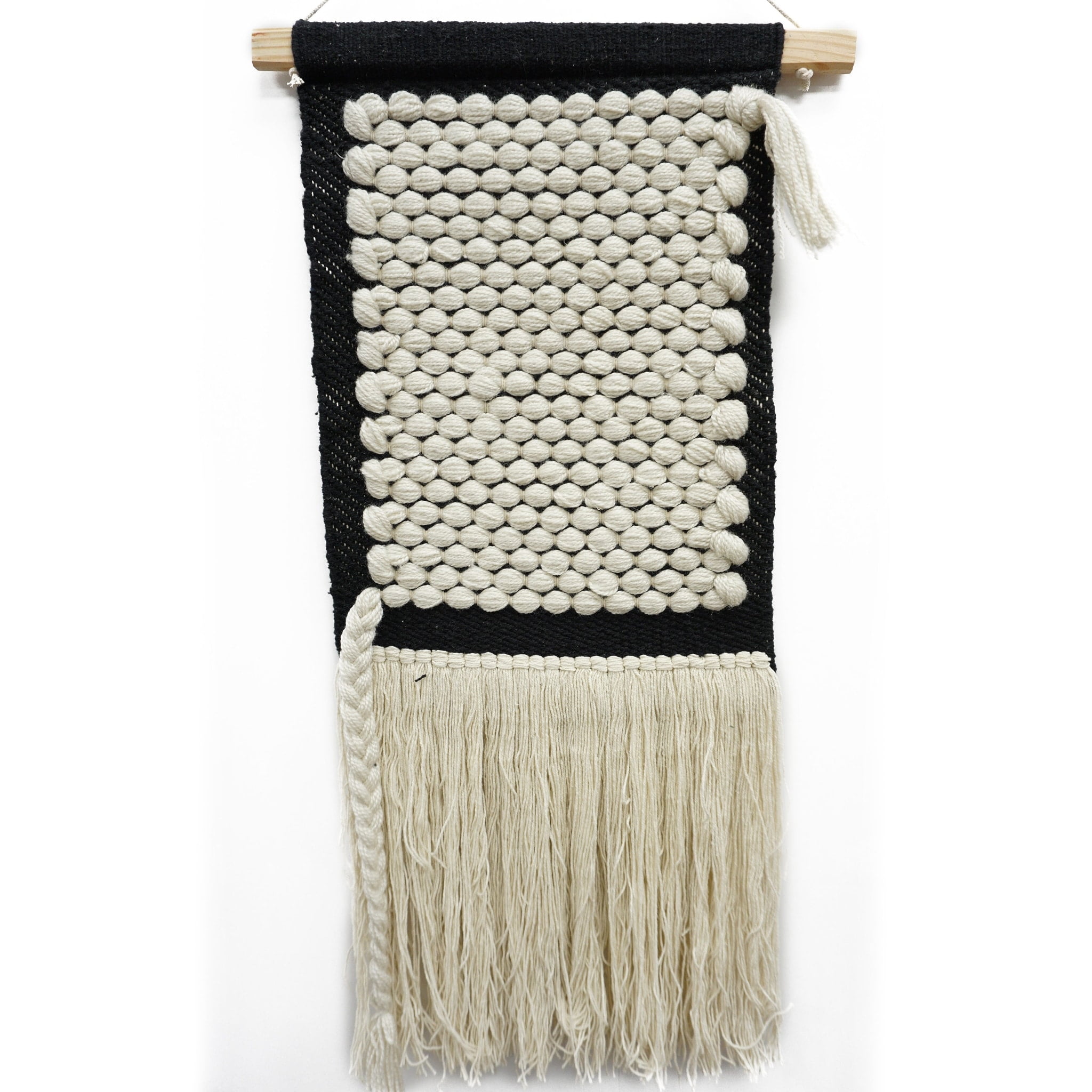Home&Manor Wool and Cotton Macrame Wall Hanging with Rod Included ...