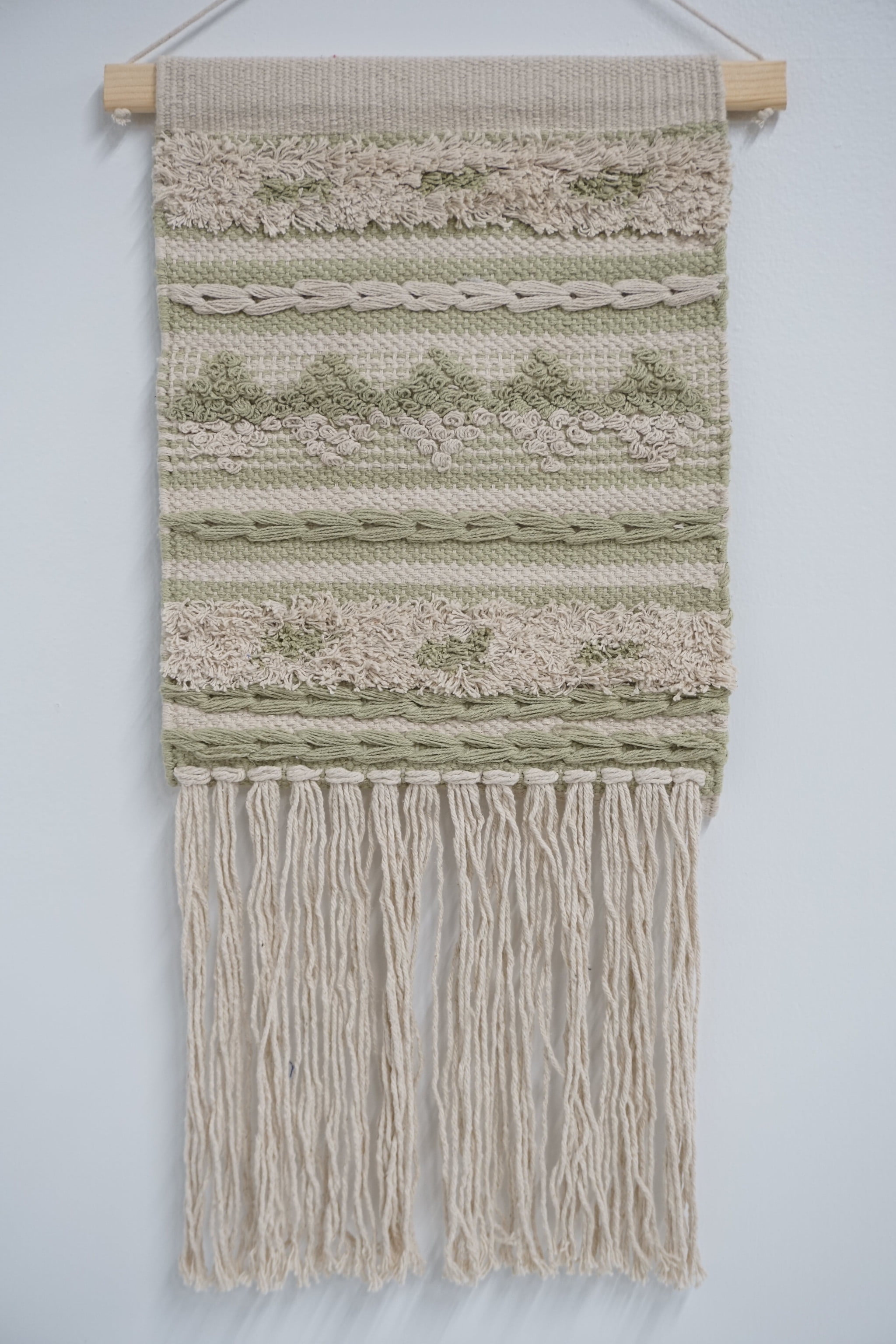 Home&Manor Wool and Cotton Macrame Wall Hanging with Rod Included ...