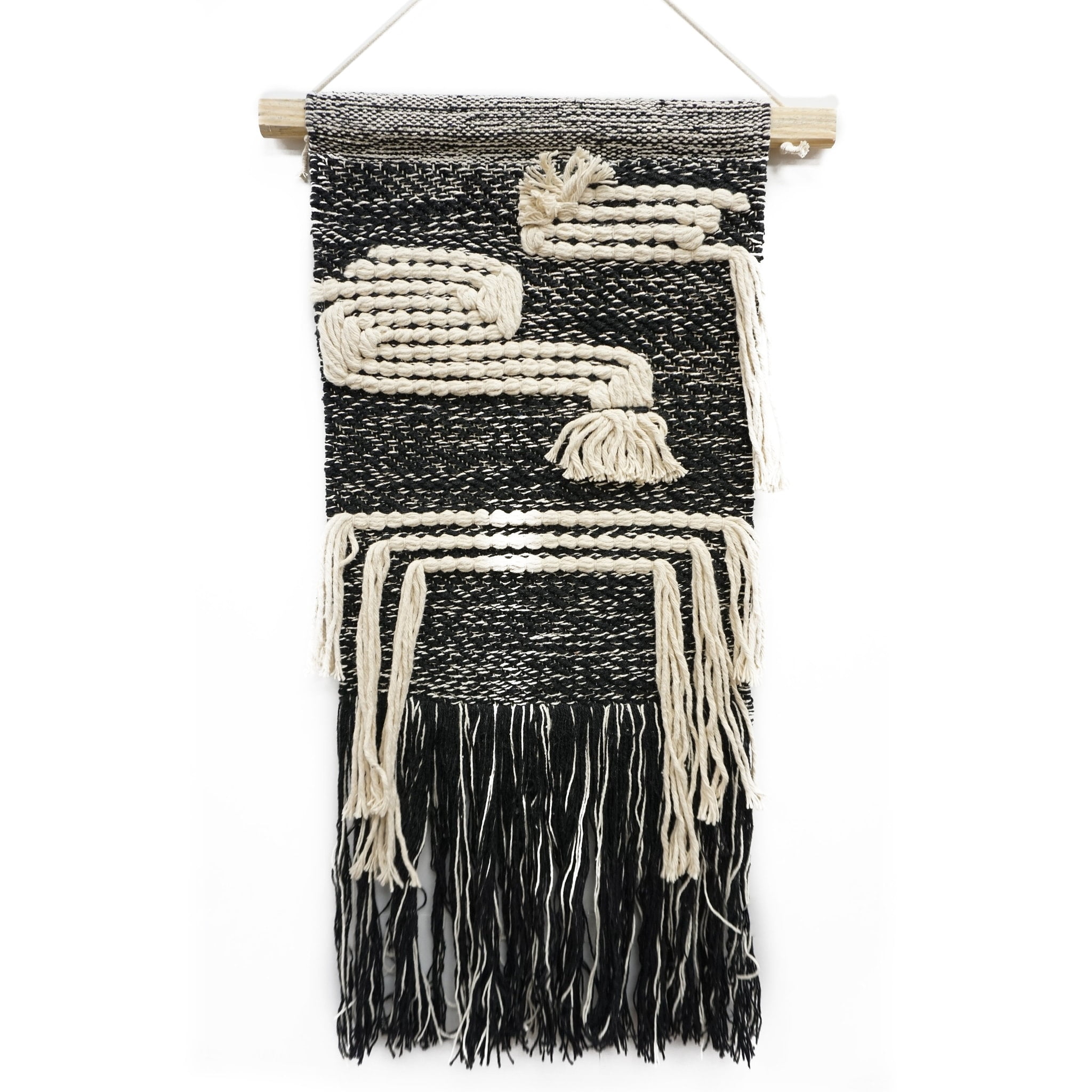 Home&Manor Wool and Cotton Macrame Wall Hanging with Rod Included ...