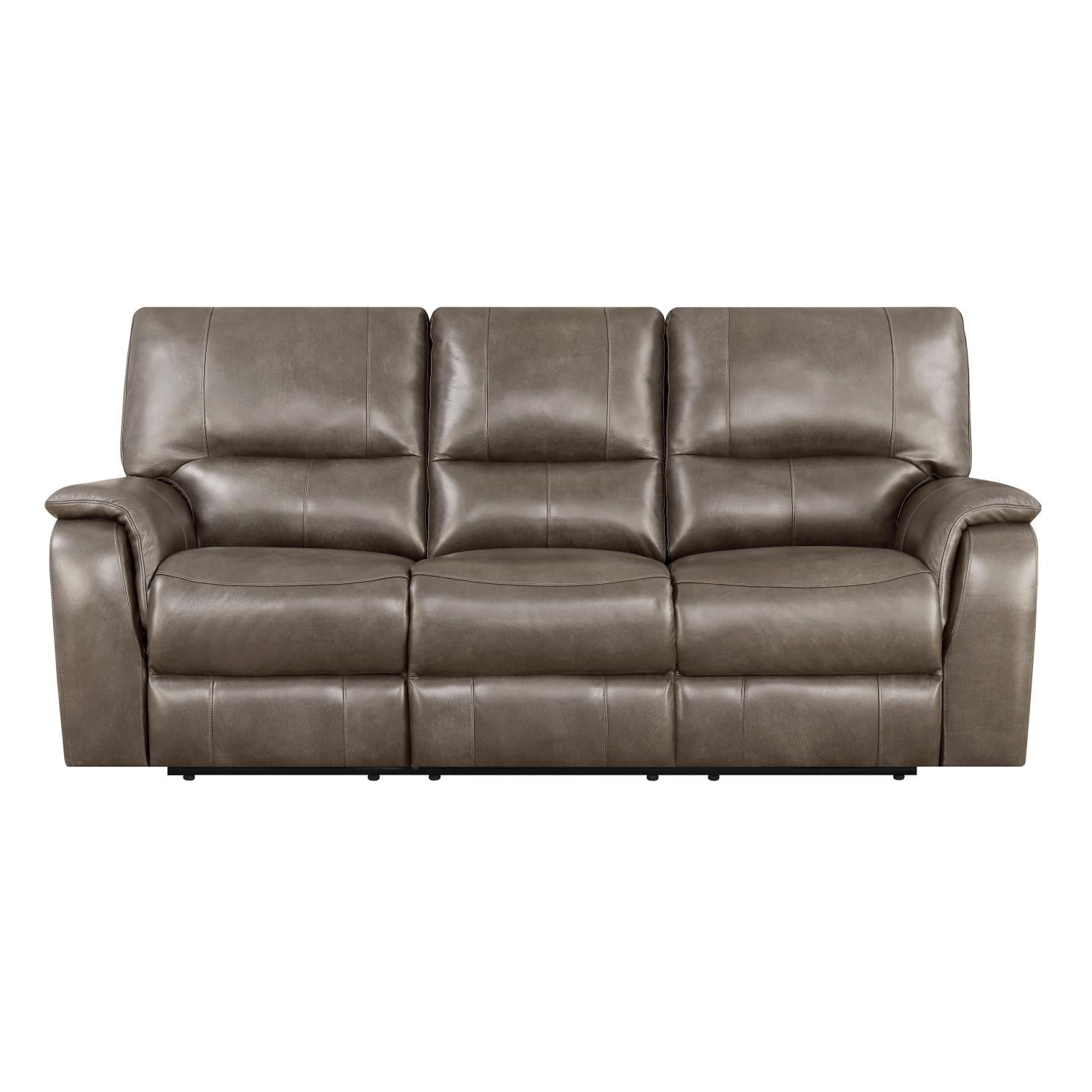 Home Meridian Boylan Top Grain Leather Sofa, Brown Finish, Modern ...