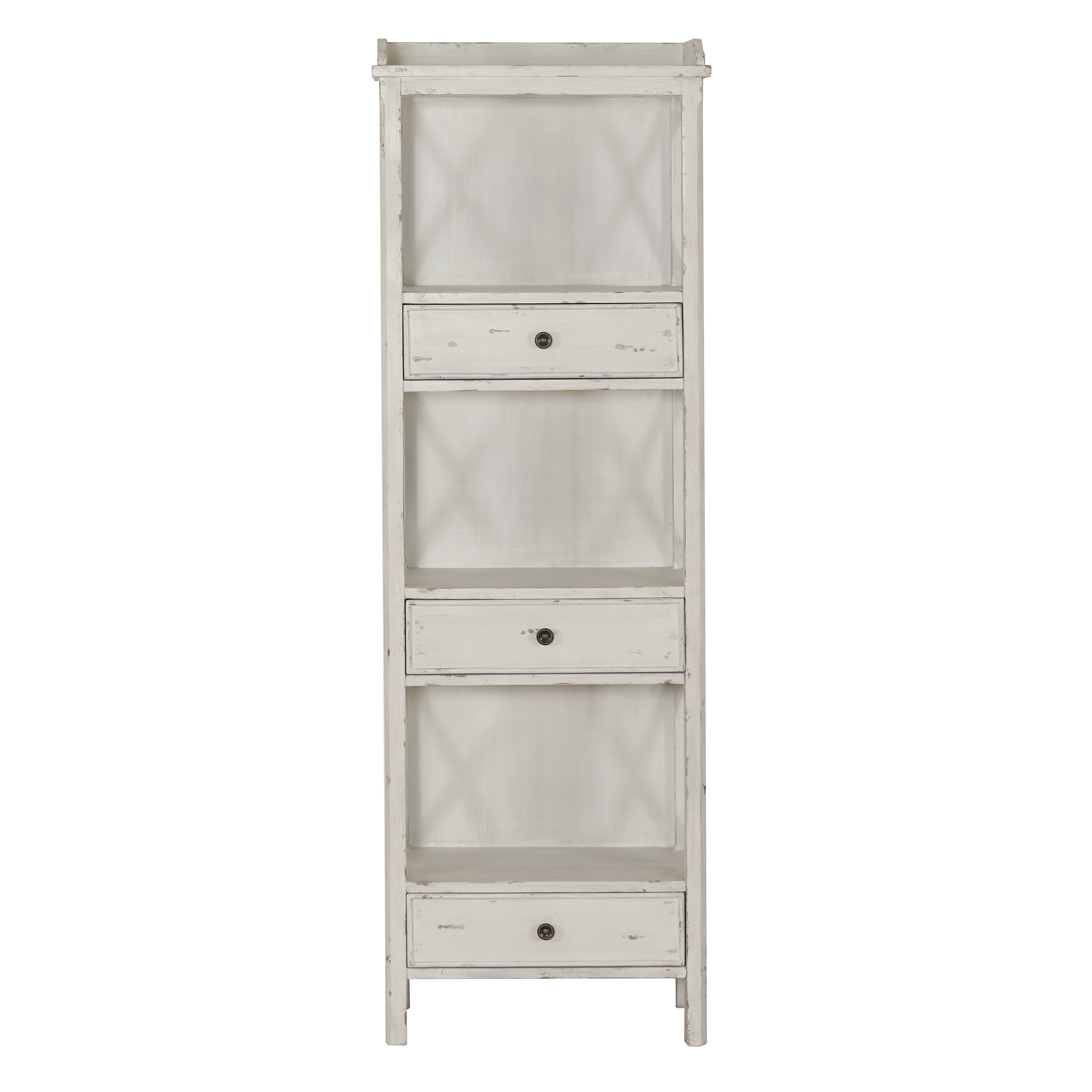 Free Shipping! Home Meridian Weathered White Three Drawer Bookcase with ...