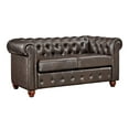 Home Meridian Mid-Century Modern Leather Upholstered Living Room Sofa ...