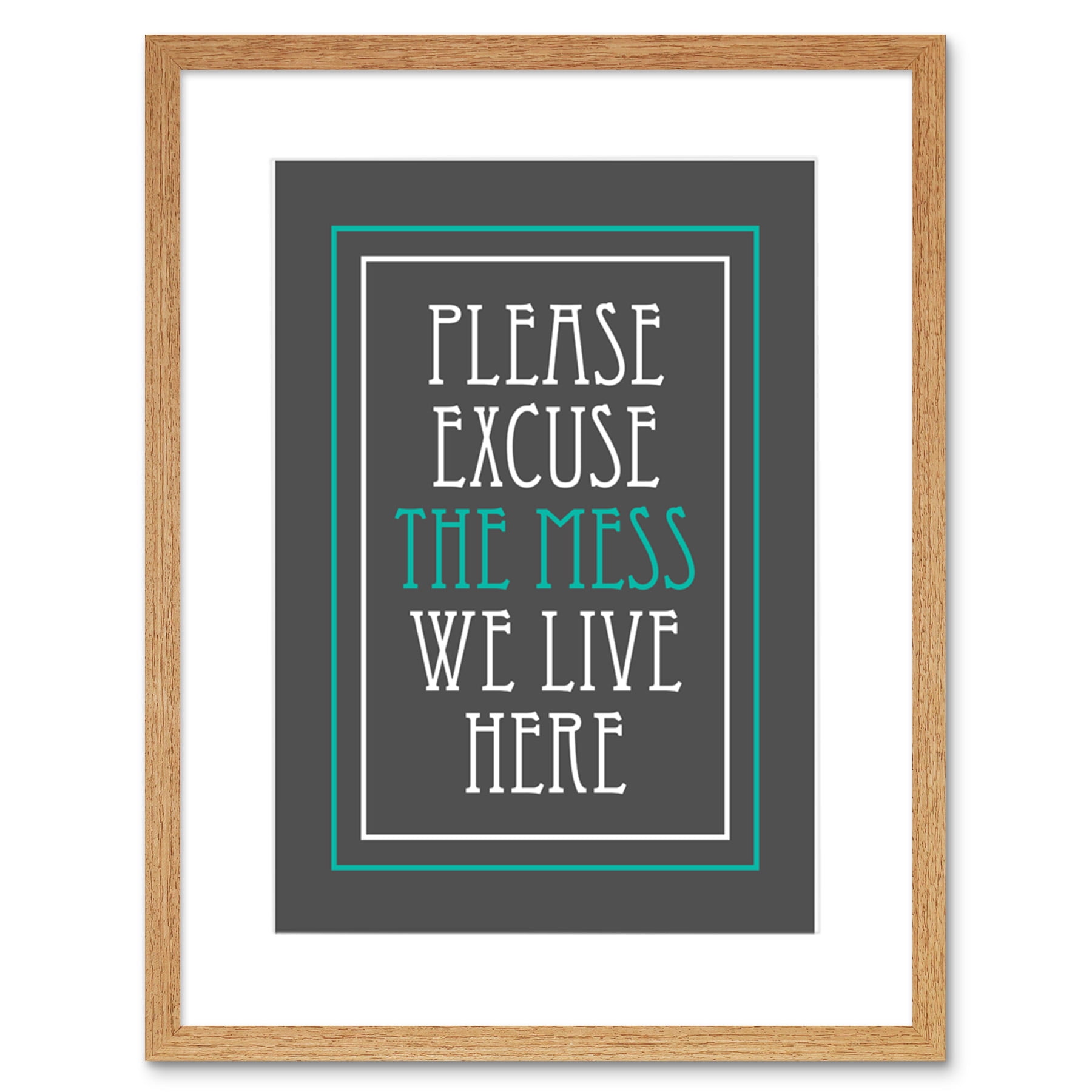 Home Mess Excuse Grey Framed Wall Art Print - Walmart.com