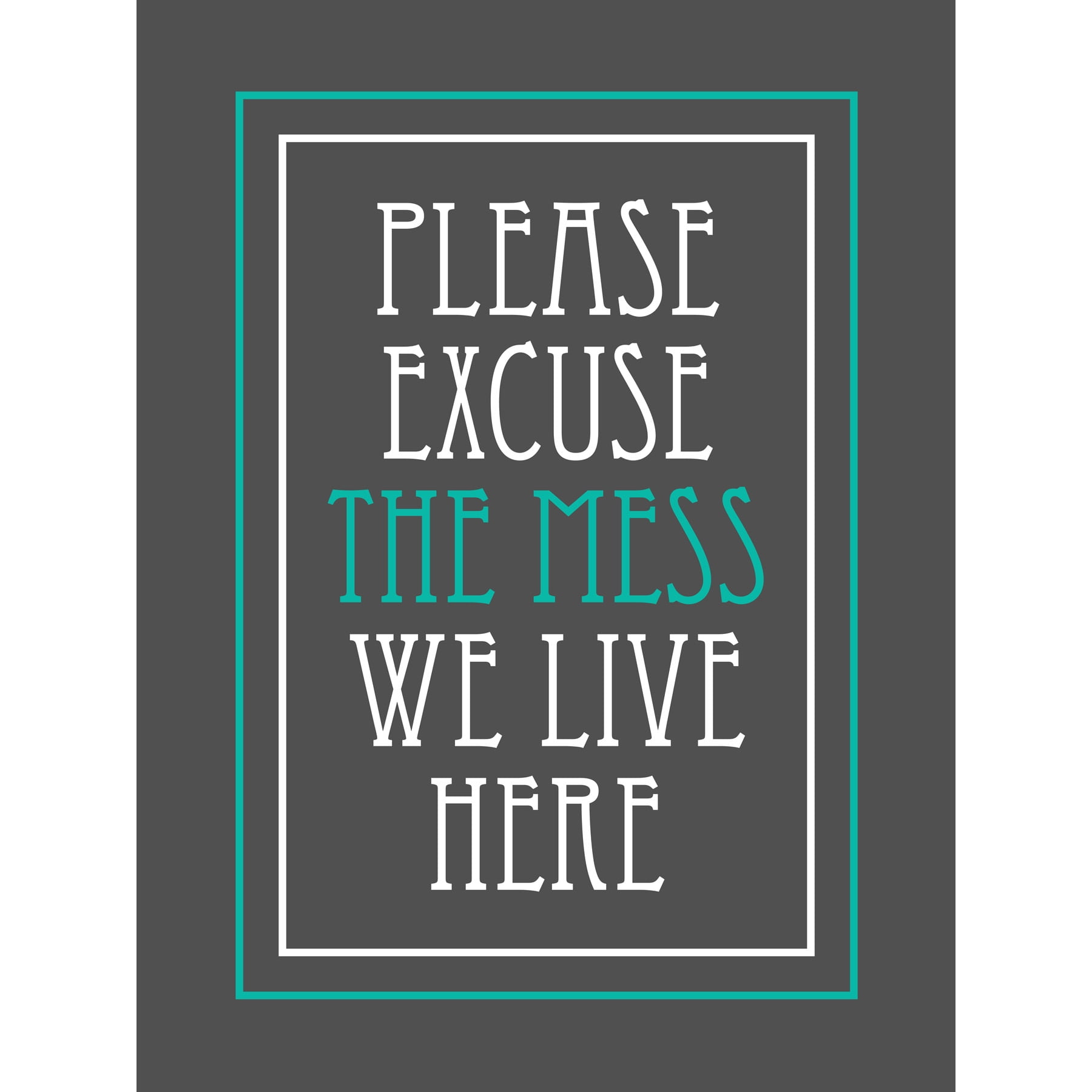 Home Mess Excuse Grey Large Wall Art Print - Walmart.com