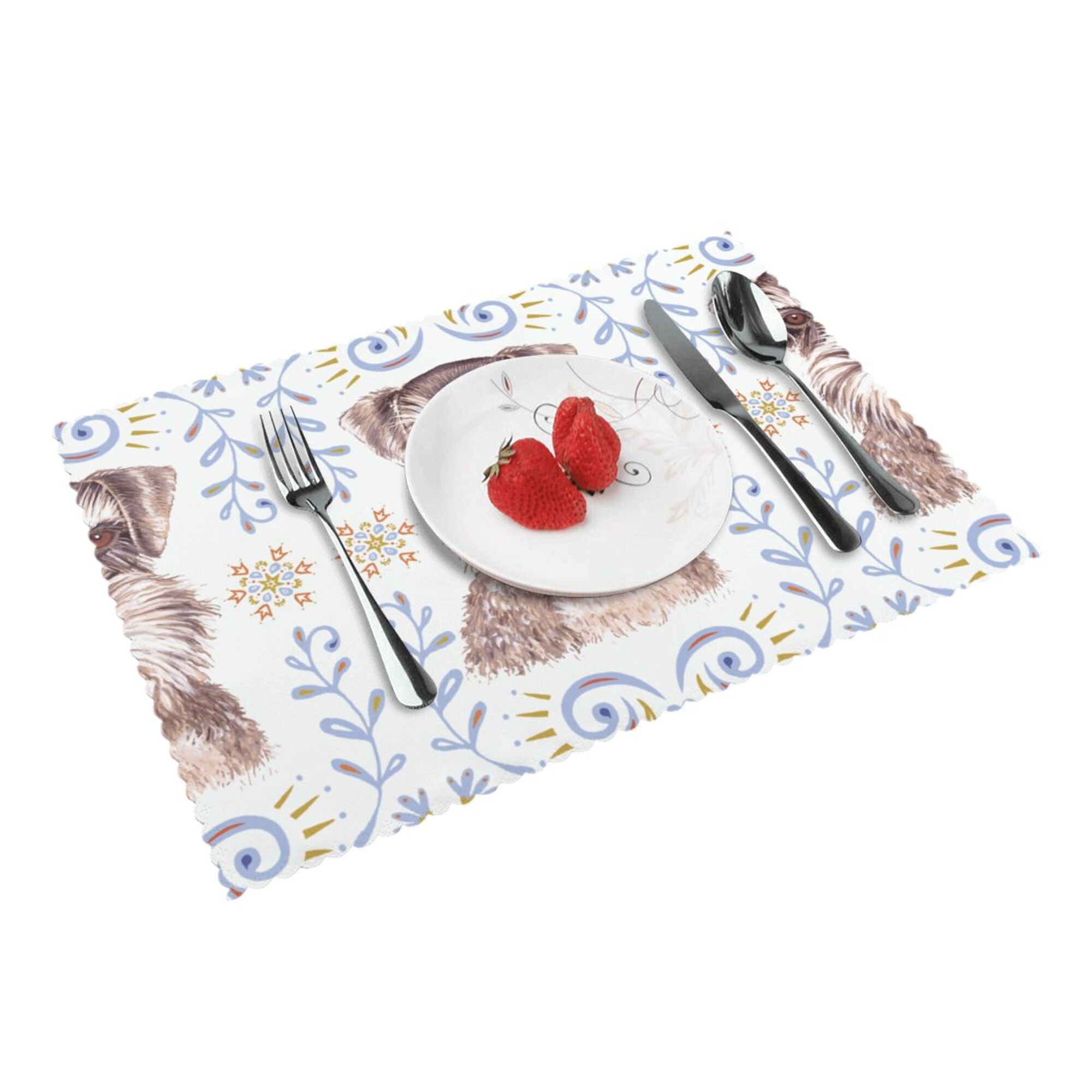 Home Miniature Schnauzer With Floral Border Placemats Set Of 4 Washable ...