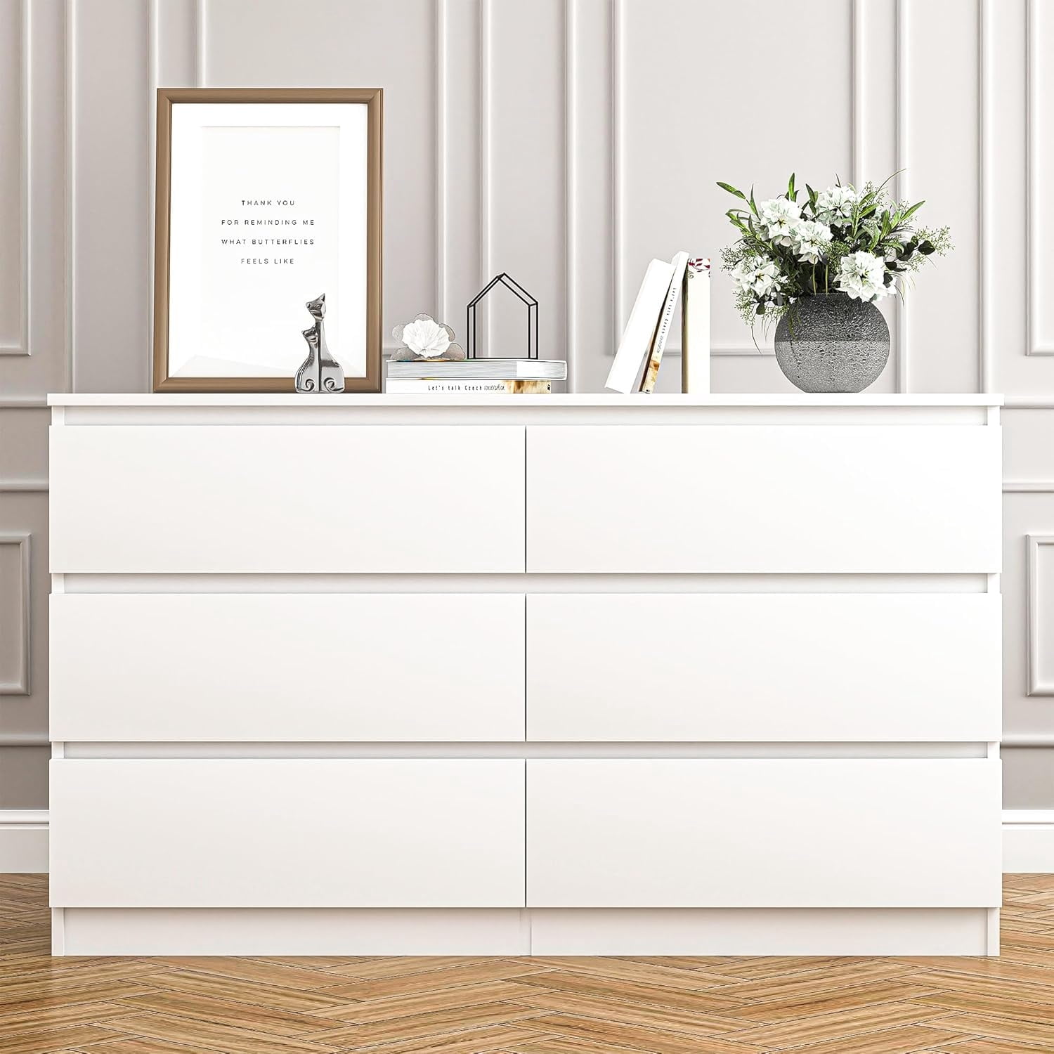 Home Modern Pink 6 Drawer Dresser, Simply Modern Chest of Drawers, 6 ...