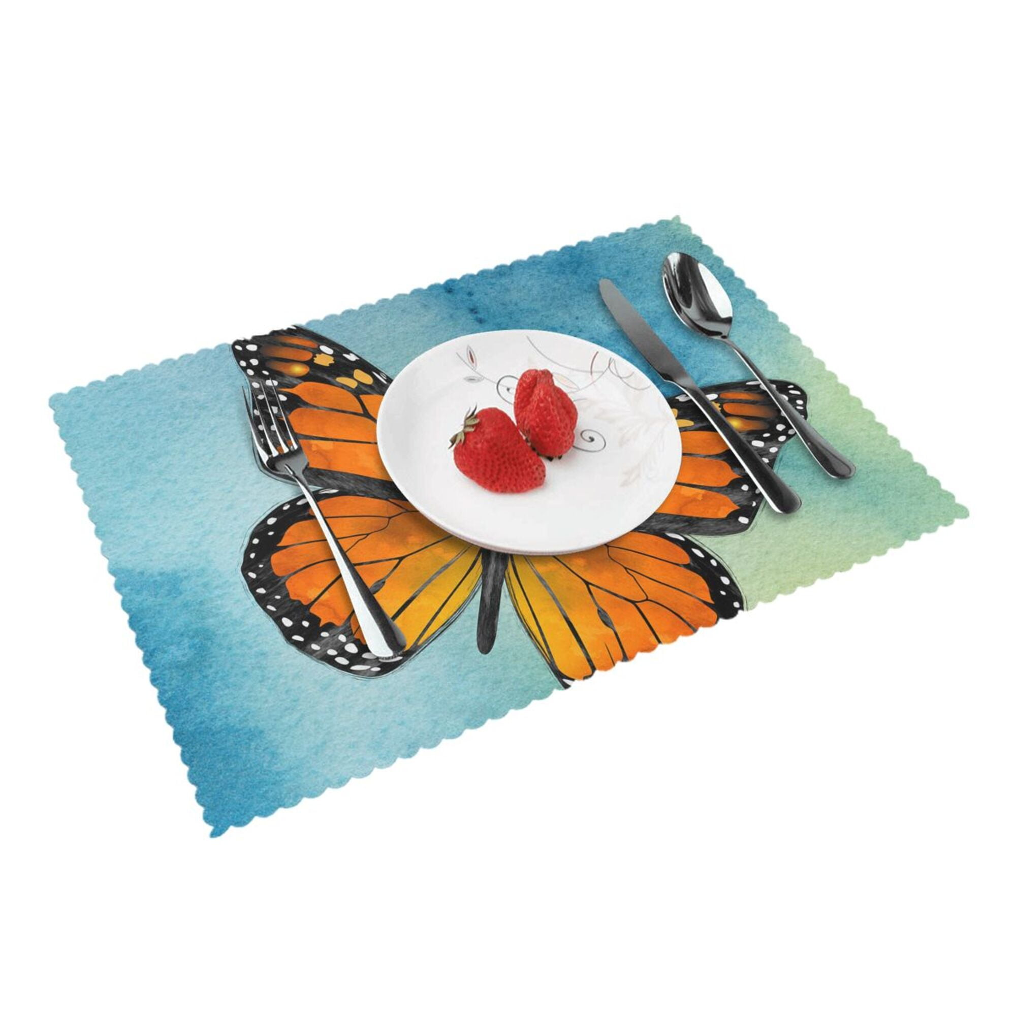 Home Monarch Butterfly Placemats Set Of 4 Washable Wipeable Place Mats ...