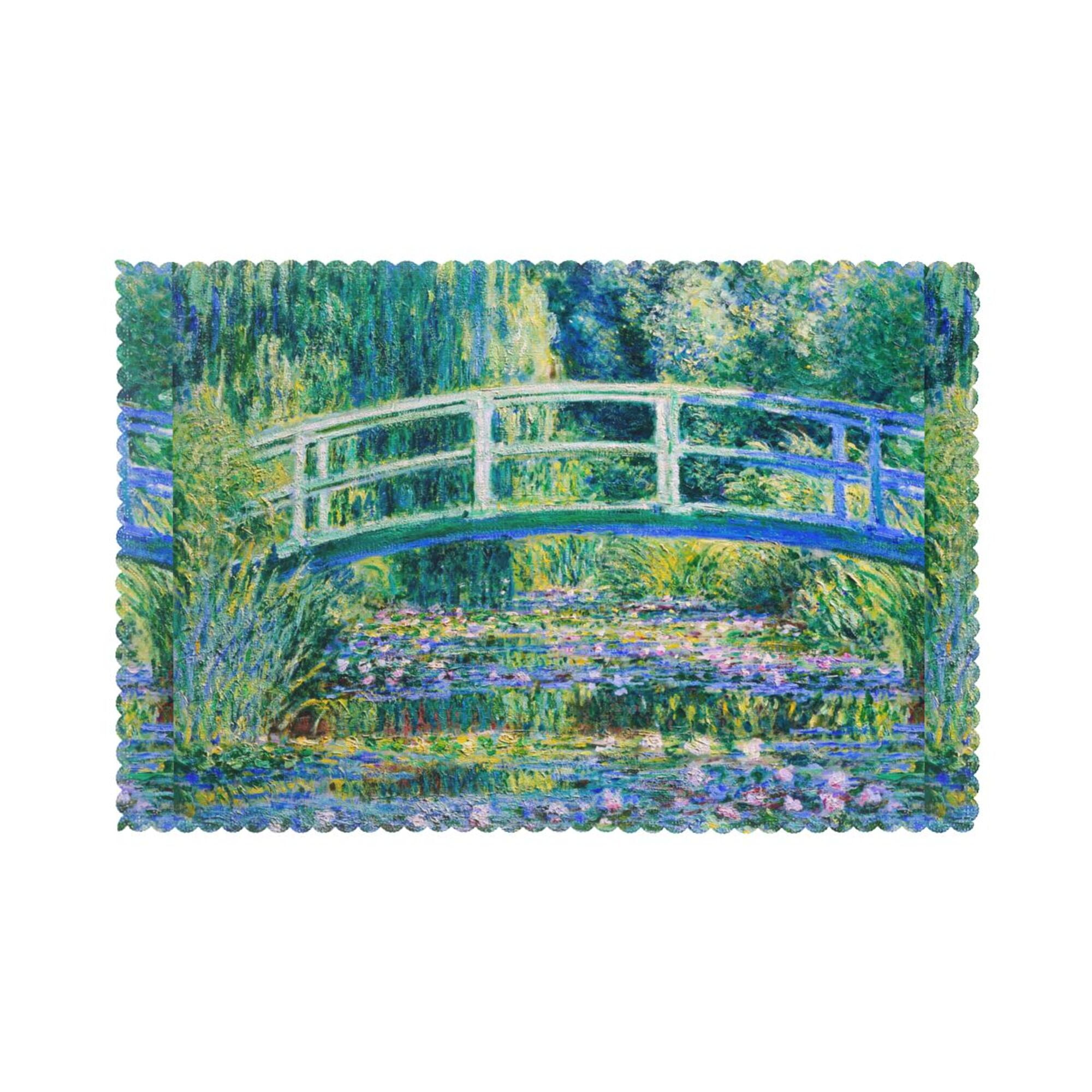 Home Monet Water Lily Pond Placemats Set Of 6 Washable Wipeable Place ...