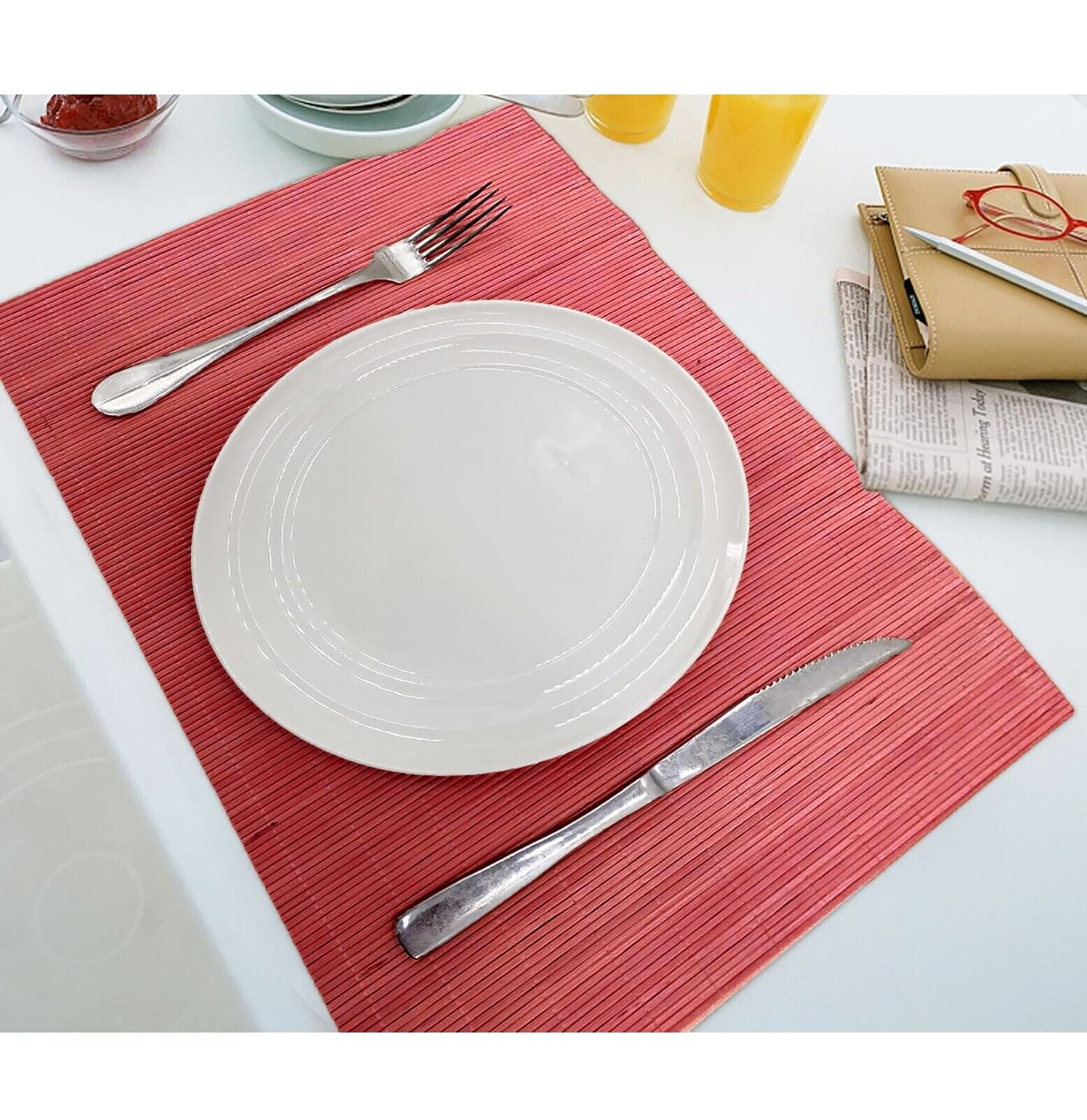 Home Must Haves Red Natural Bamboo Placemats Sushi Rolling Mat Japanese ...
