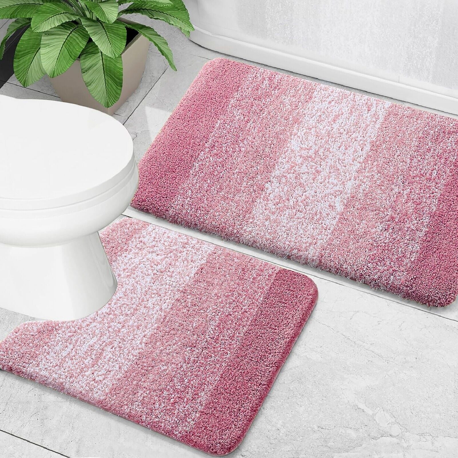 Home Must Haves Rose Pink Large 2 Piece Ombre Microfiber Soft Thick ...