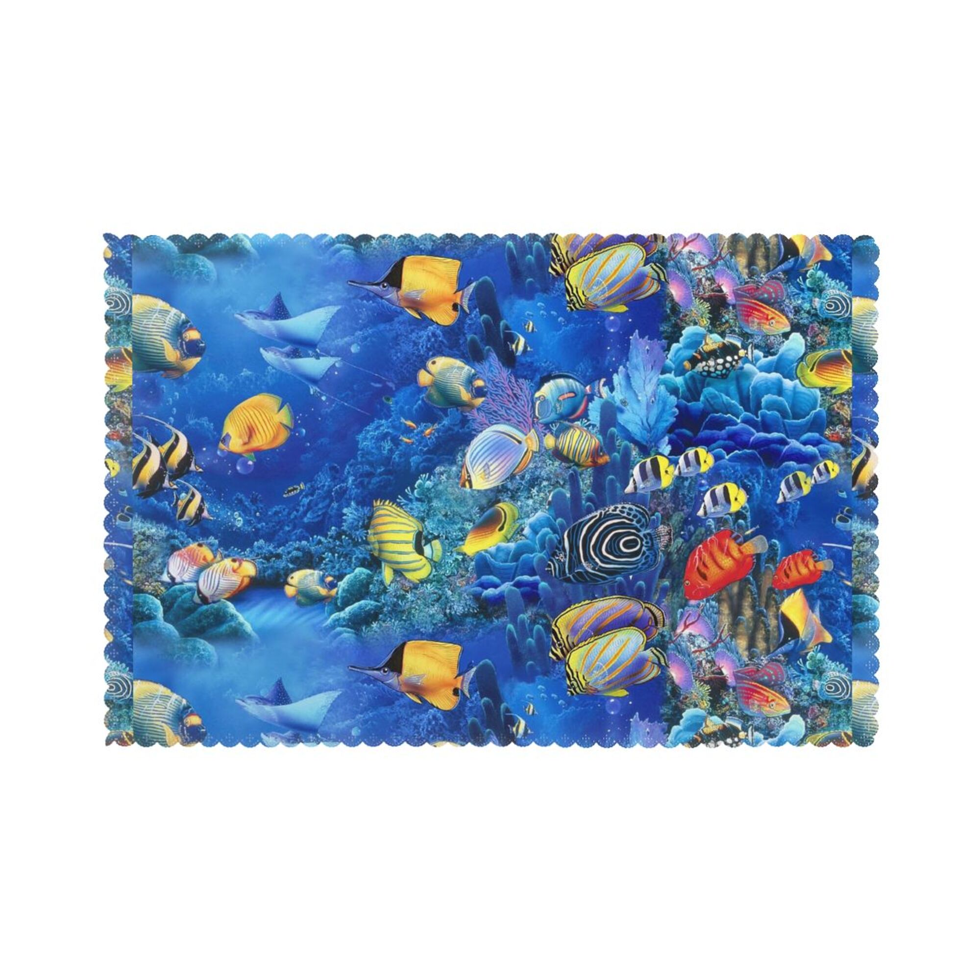 Home Ocean Fish Placemats Set Of 6 Washable Wipeable Place Mats Place ...