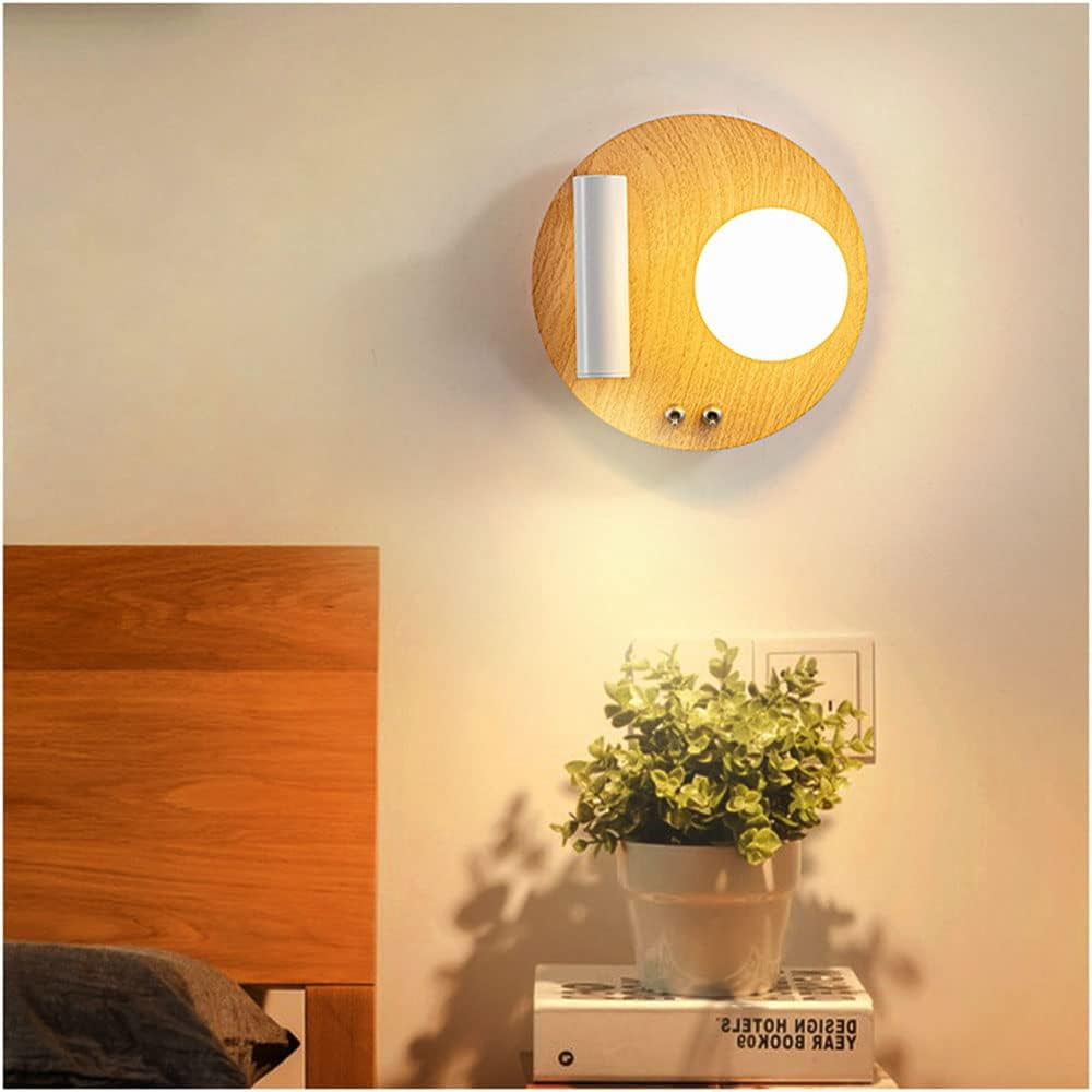Home Office Bedside Reading Wall Light Round Indoor Wall Lighting with ...
